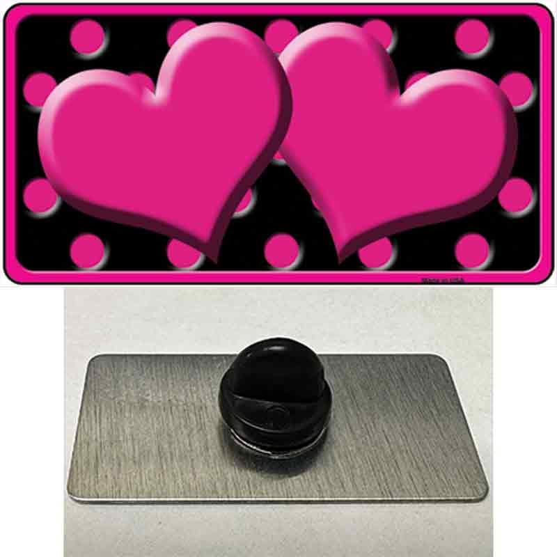 Hot Pink Black Polka Dot Hot Pink Center Hearts Novelty Metal Hat Pin 1 ...