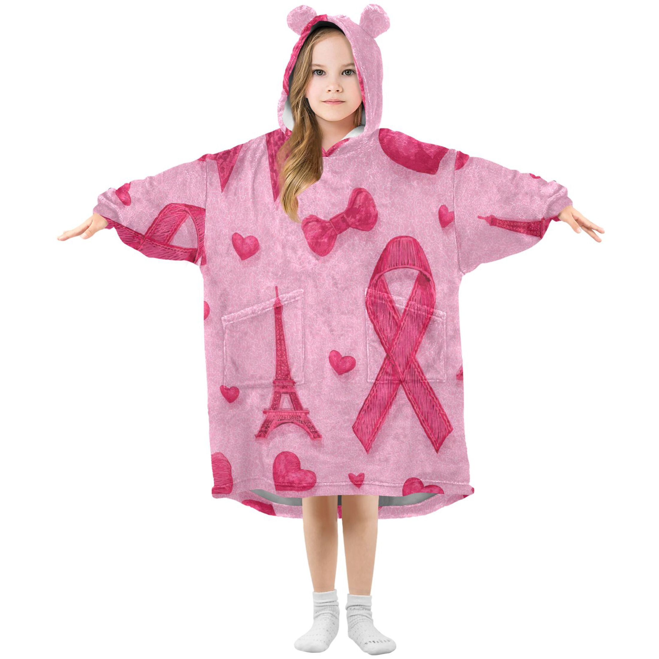 Hot Pink Bows Hearts Effiel Tower Valentine Flannel Wearable Blankets ...