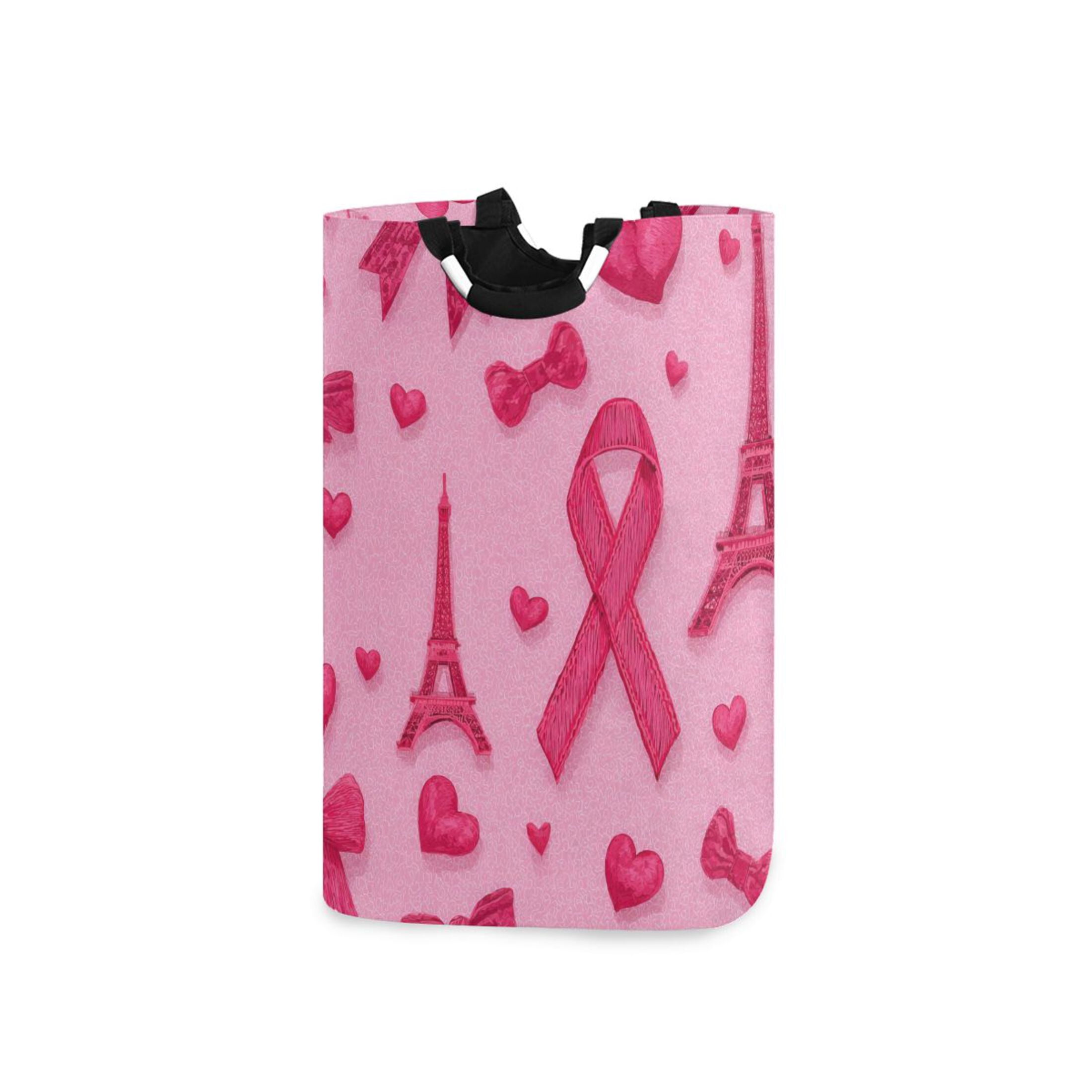 Hot Pink Bows Hearts Effiel Tower Valentine Laundry Basket with Handles ...