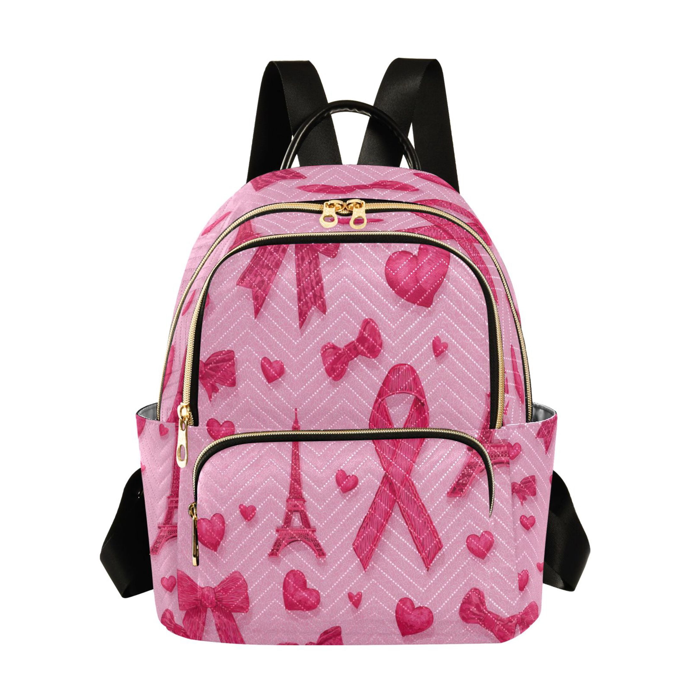 Hot Pink Bows Hearts Effiel Tower Valentine Quilted Backpack Fashion ...