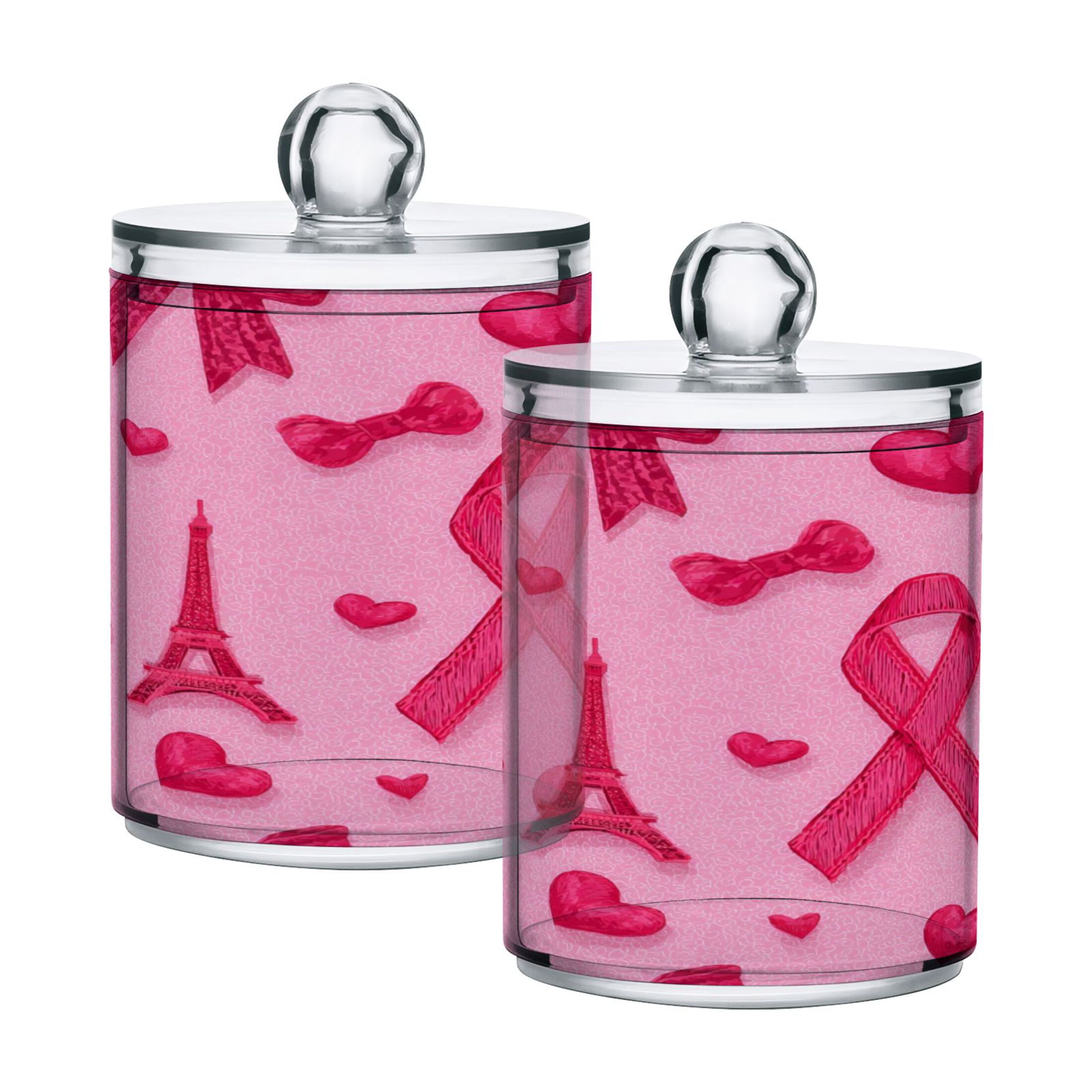 Hot Pink Bows Hearts Effiel Tower Valentine Translucent Plastic Cans ...