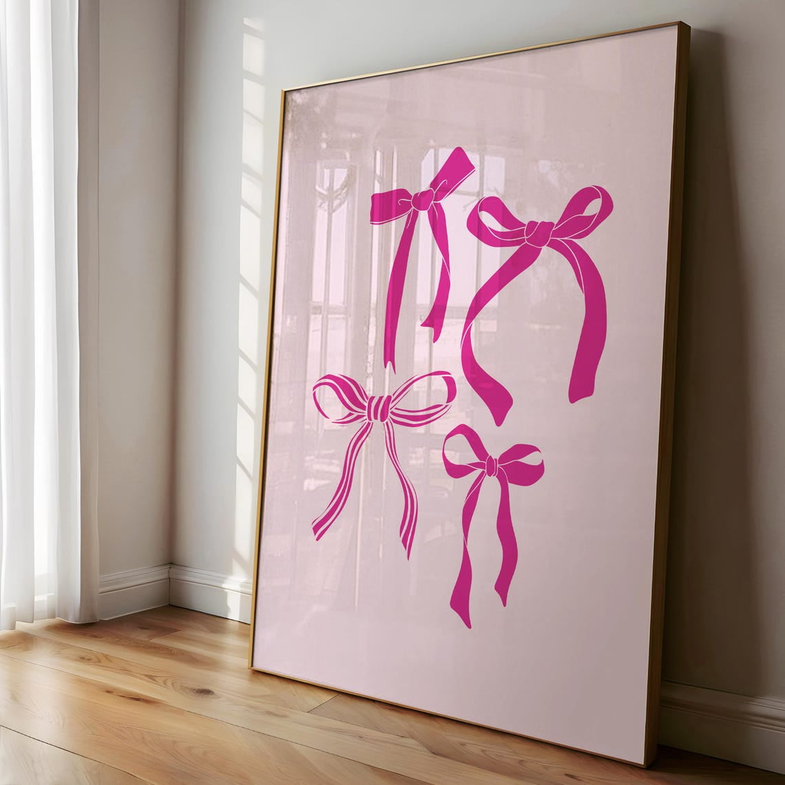 Hot Pink Bows Print, Cute Preppy Bow Wall Art, Cute Coquette Bows ...