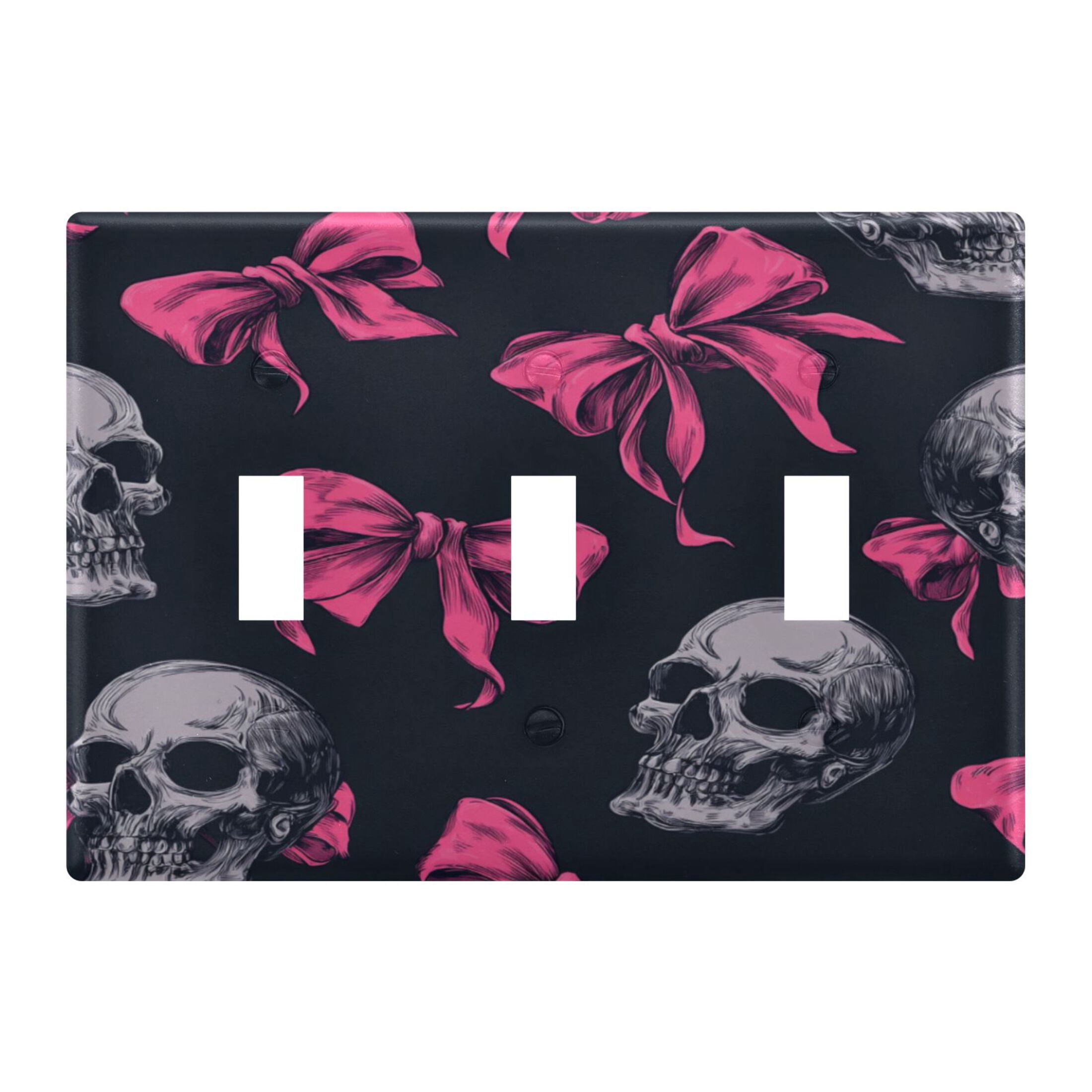 Hot Pink Bows with Skulls Light Switch Cover Electrical Outlet Cover ...
