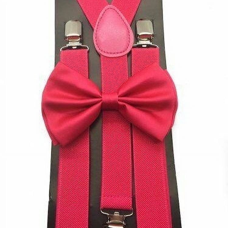 Hot Pink Bowtie and Matching Suspenders Set Wedding Prom Teens Adult ...