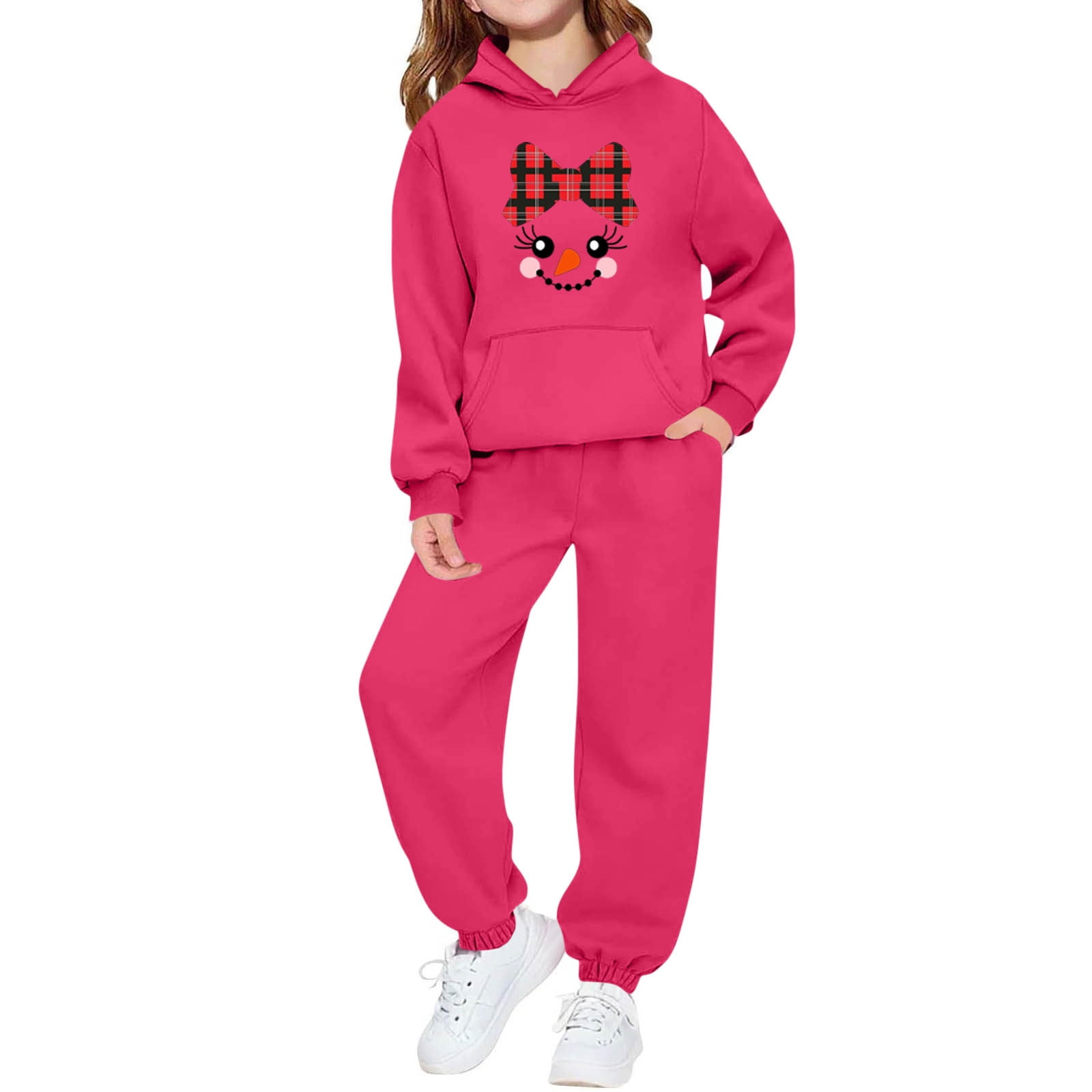 Hot Pink Boy Girl Pants 2PC Tracksuits for Children Boy Girl Winter ...