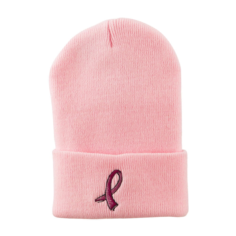 Hot Pink Breast Cancer Logo Embroidered Long Beanie - Pink OSFM ...