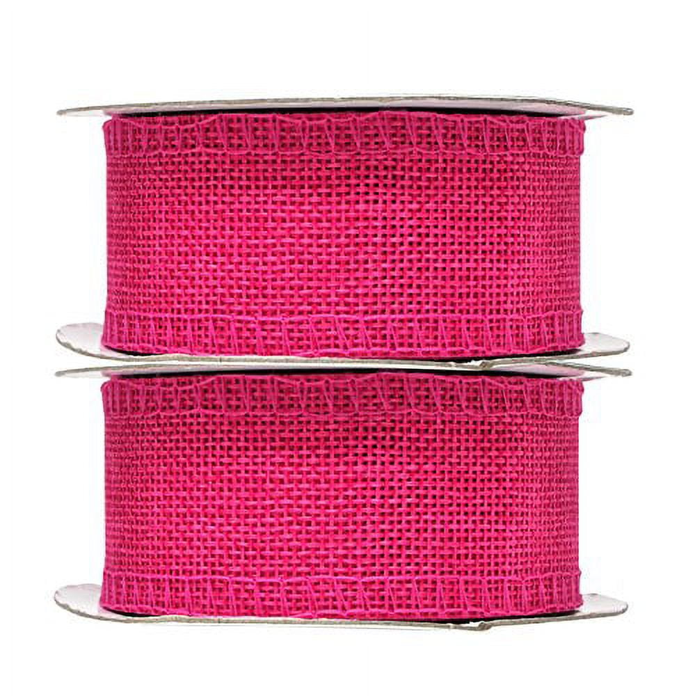 Hot Pink Burlap Ribbon 1.5 Inch 2 Rolls 20 Yards Unwired Rustic Jute ...