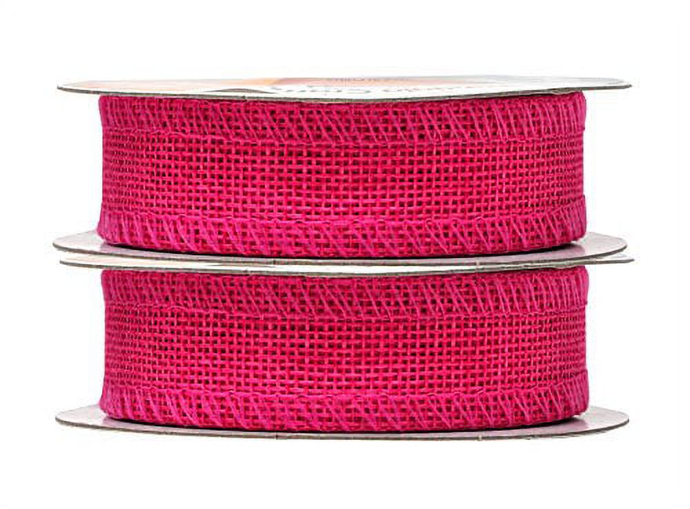 Hot Pink Burlap Ribbon 1 Inch 2 Rolls 20 Yards Unwired Rustic Jute ...