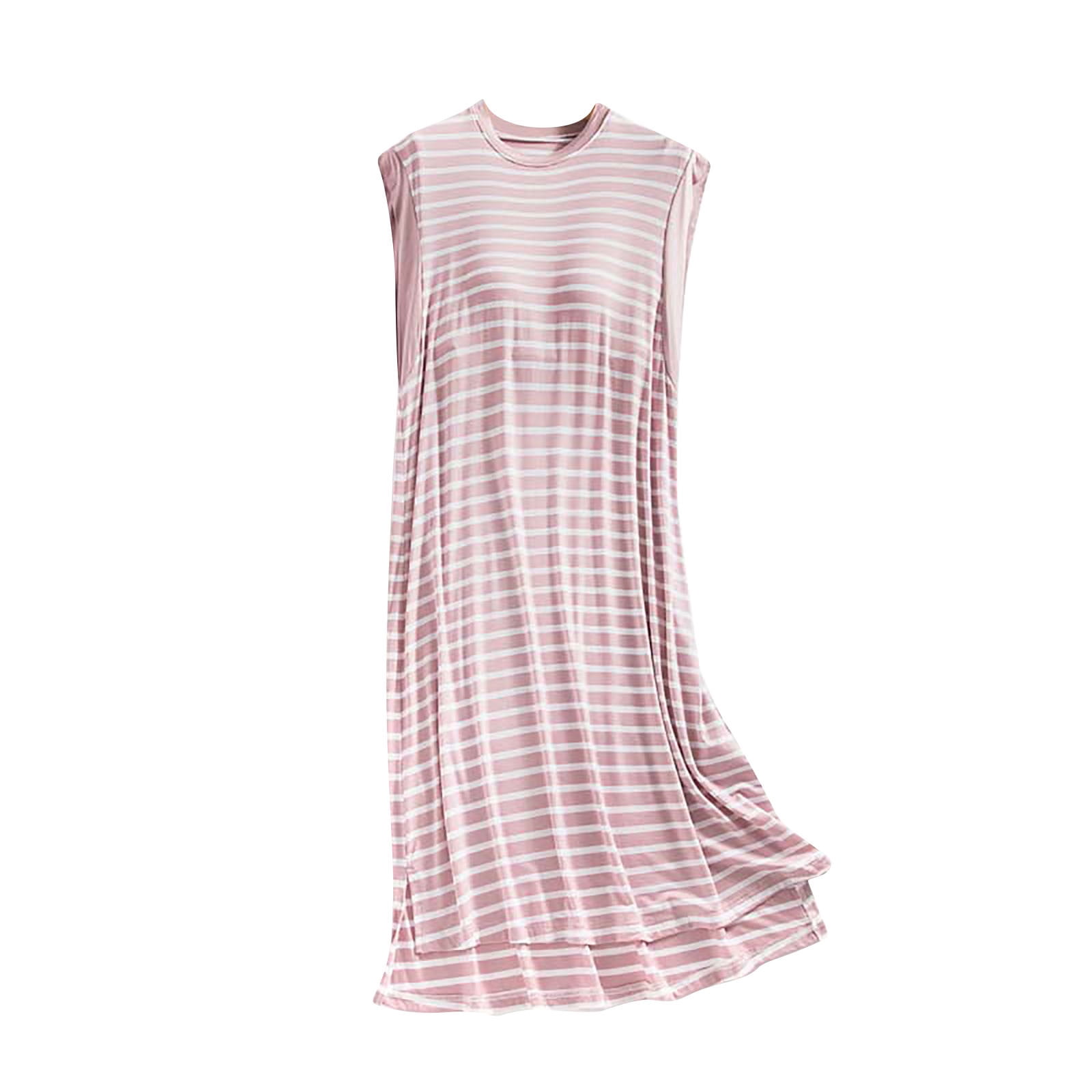 Hot Pink Camisole Tank Striped Dress for Ladies Fall Summer Sleeveless ...