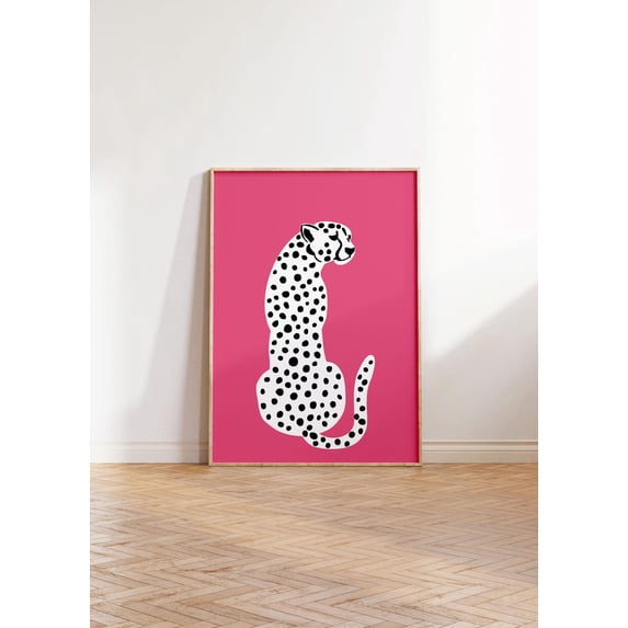 Hot Pink Cheetah and Leopard Animal Wall Art, Unframed Paper Print Size ...