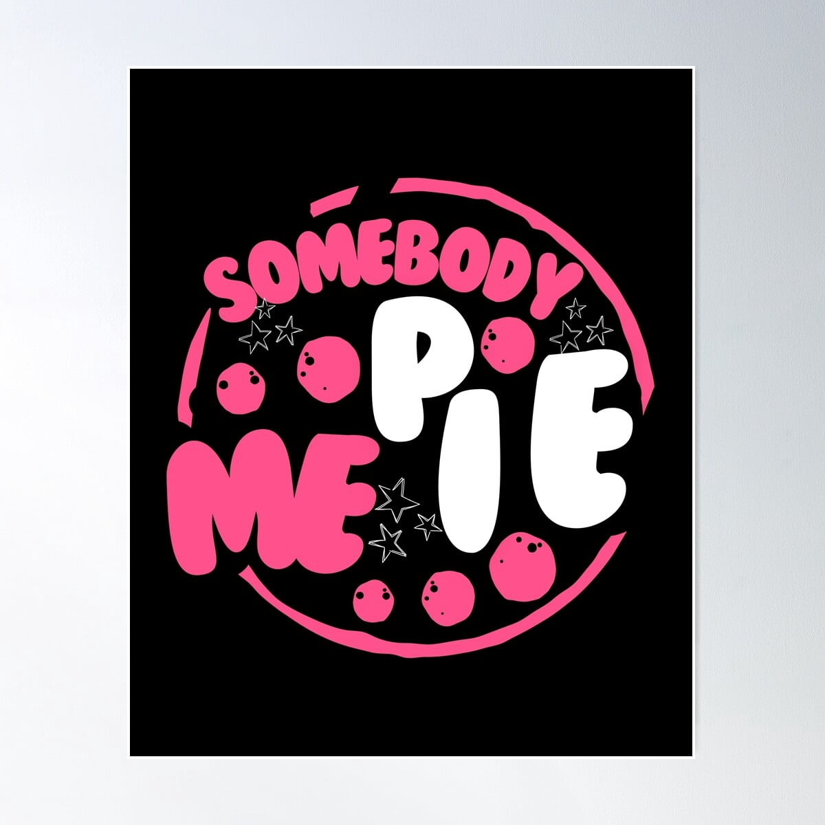 Hot Pink Cherry Pie Fun Neon Poster Wall Art, Modern Wall Decor For ...