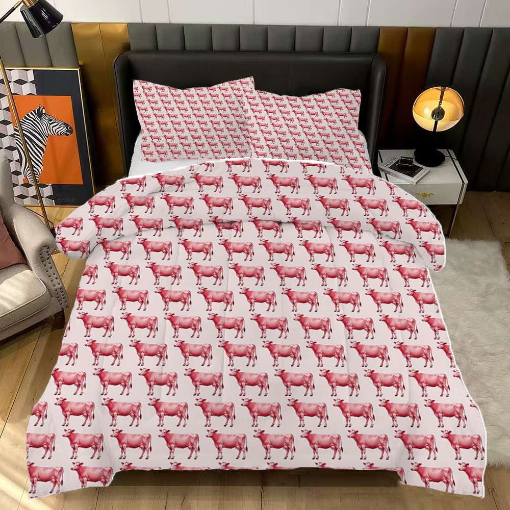 Hot Pink Cow Print Comforter Set Full Size Bedding Set For Travl ...