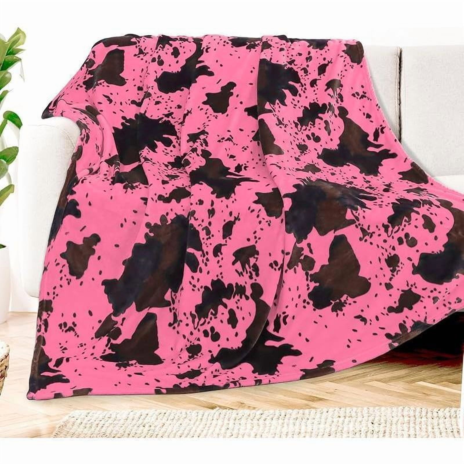 Hot Pink Cow Print Flannel Fleece Throw Blanket 60x80 Inch Soft Cozy ...