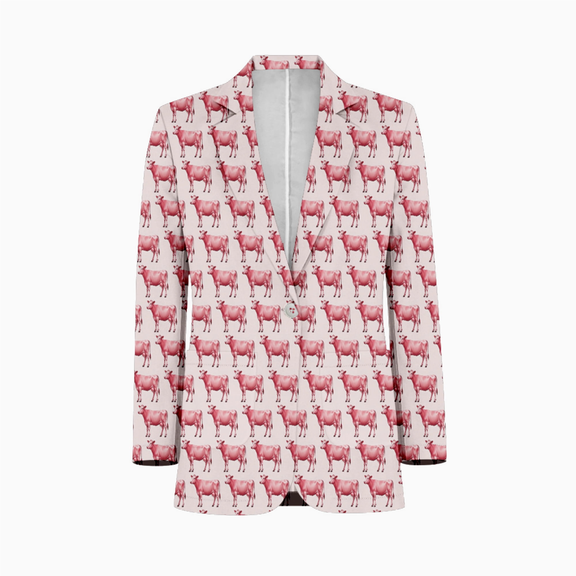 Hot Pink Cow Print Mens Suits Shawl Collar Slim Fit Suit Mens Groom ...