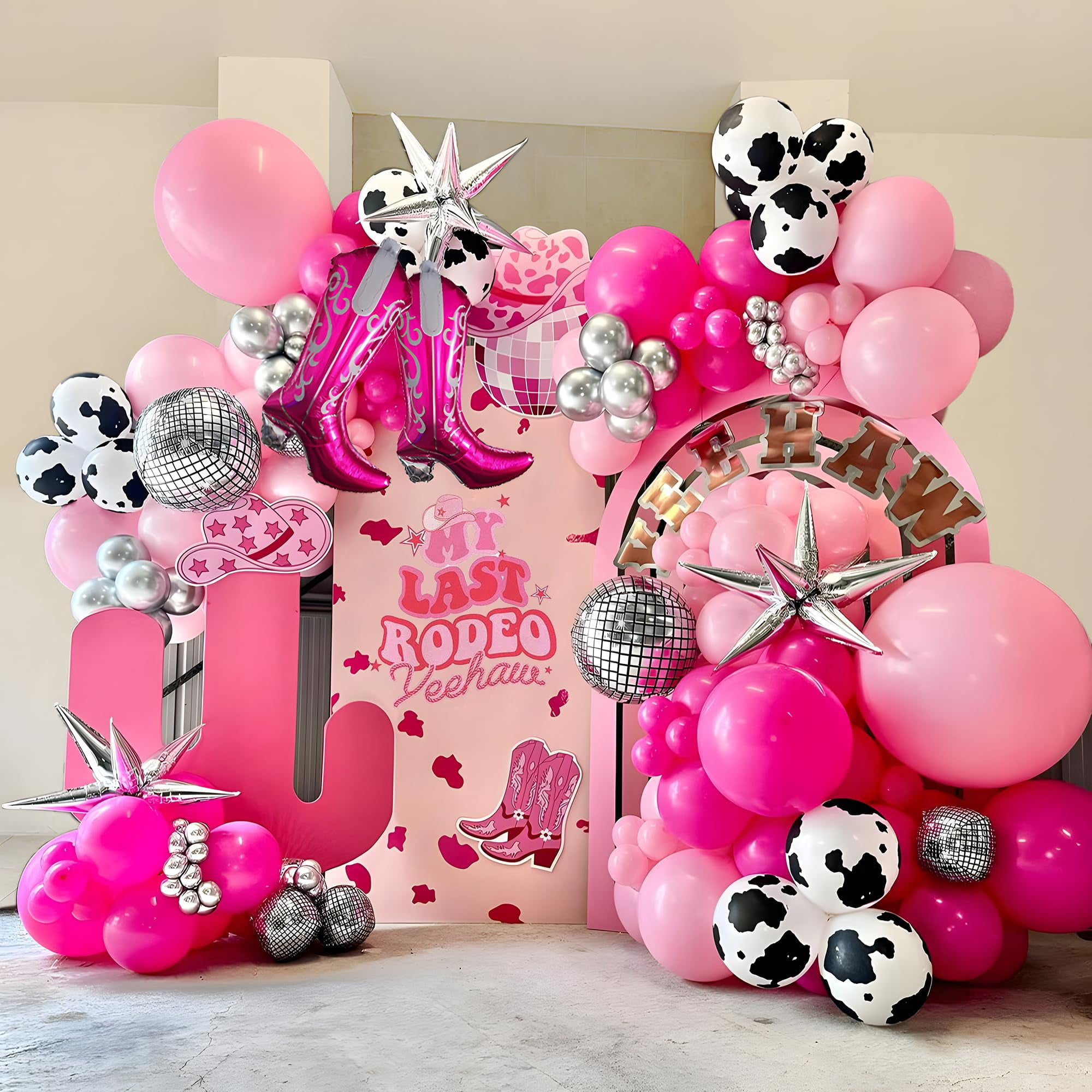 Hot Pink Cowgirl Rodeo OIF8 Balloons Arch Garland, Let's Go Girl Last ...