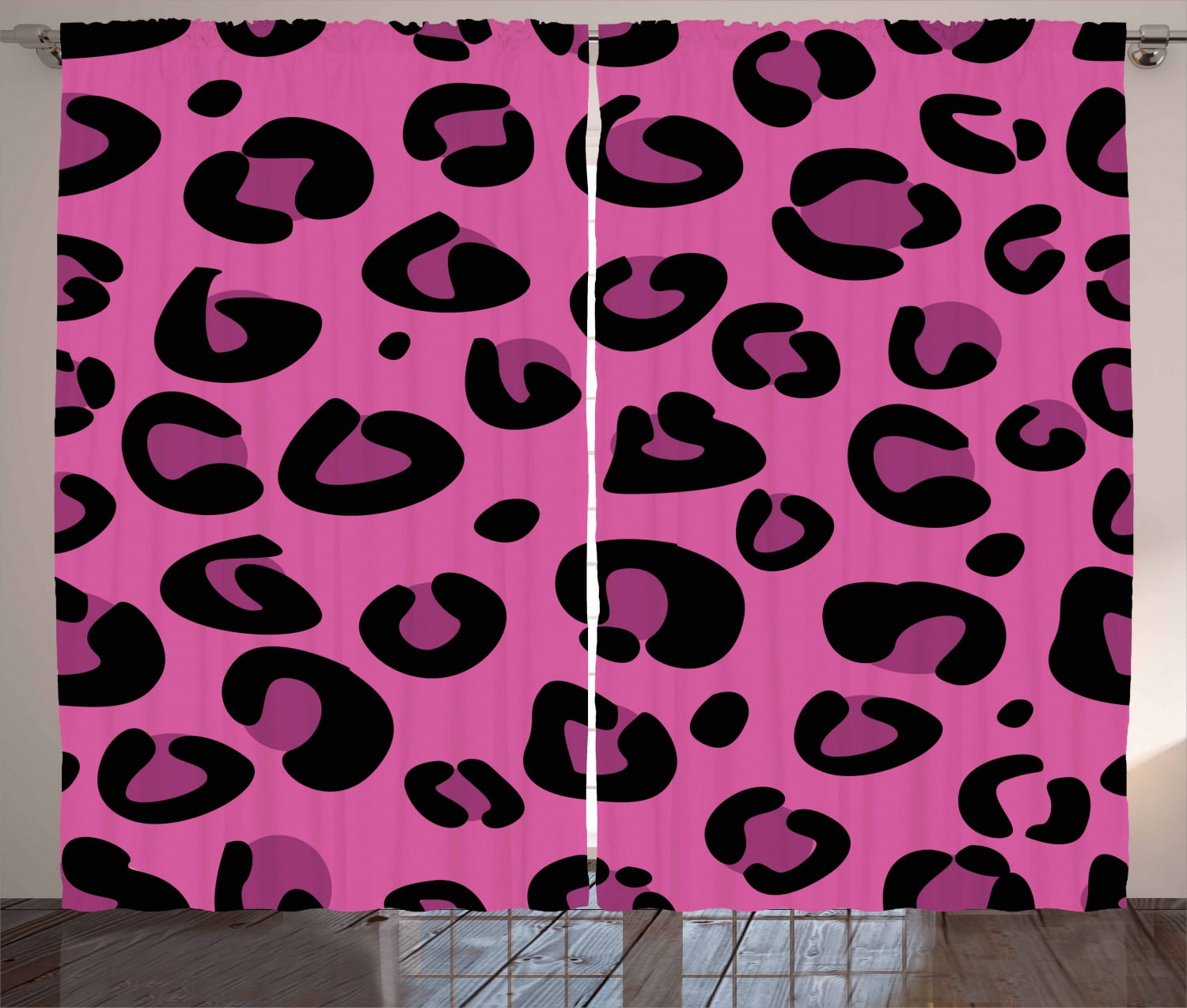 Ambesonne Hot Pink Curtains 2 Panel Set, Leopard Animal Skin, 108" x 90 ...