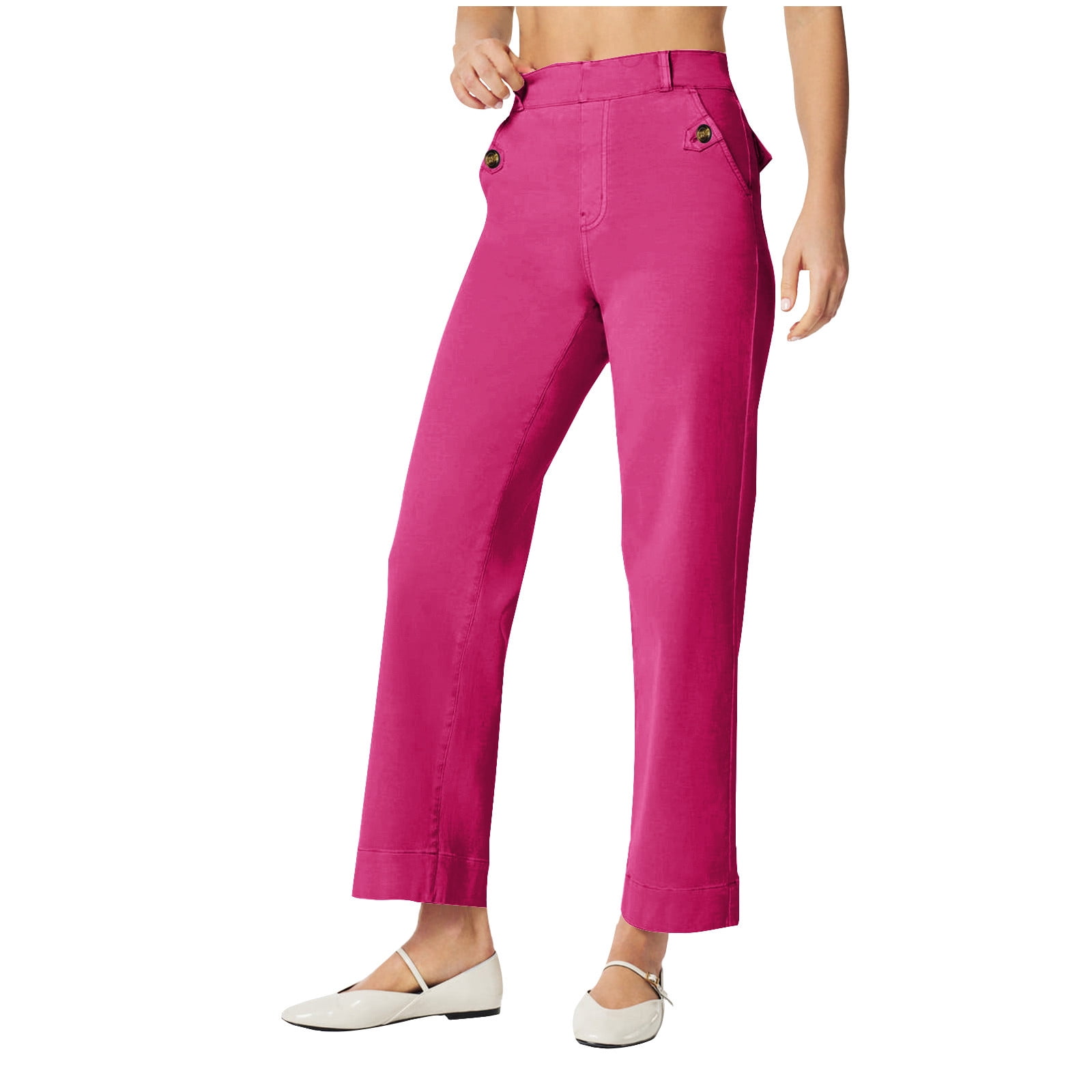 Hot Pink Denim for Women Summer Fall Loose Fit Lounge Western Flare ...