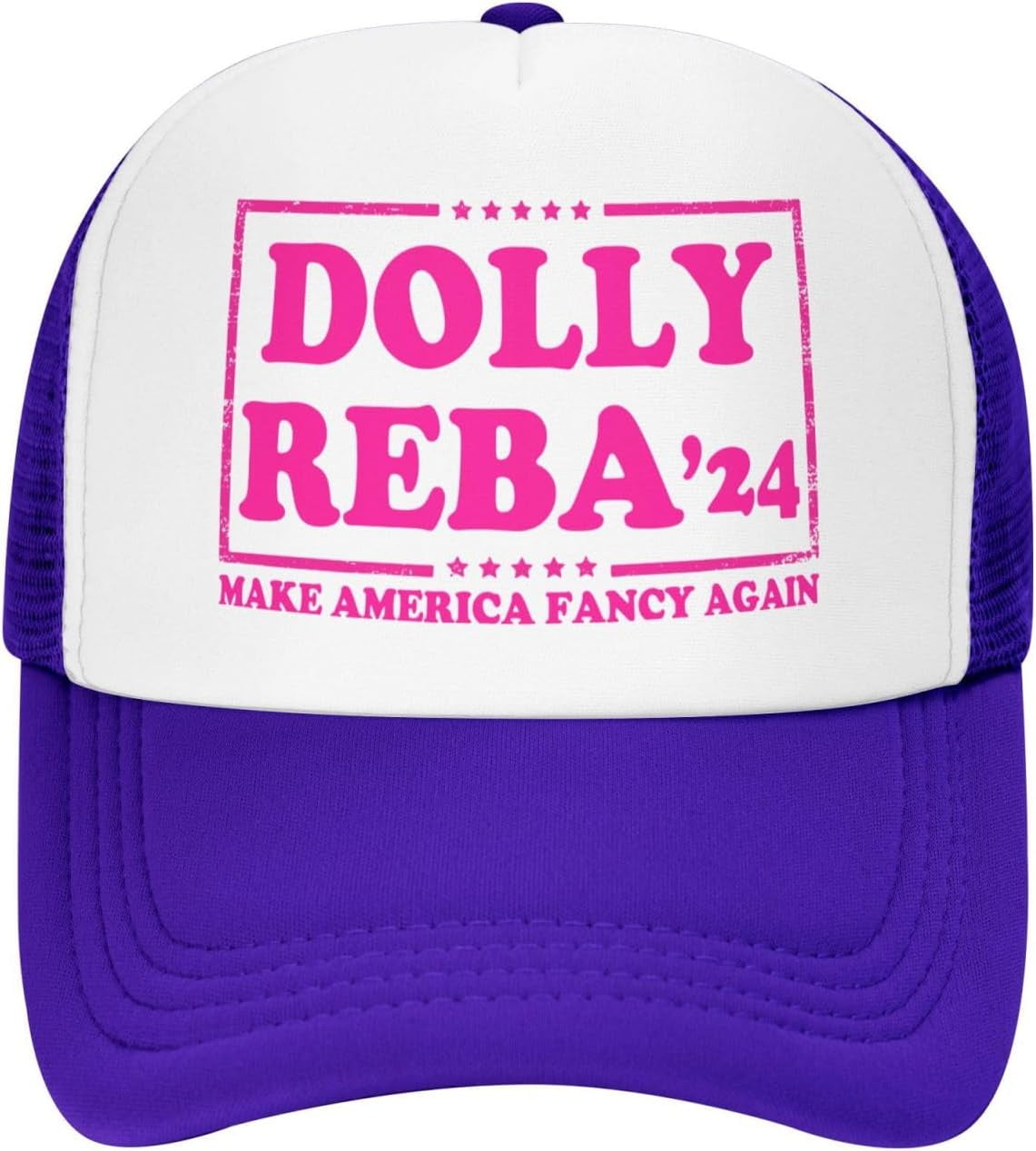 Hot Pink-Dolly Reba 2024 Make America Fancy Again-Trucker Hat Funny Hats Men Women Mesh Party ...