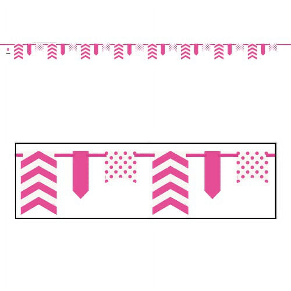 Hot Pink Dots and Chevrons Paper Pennant Banner - Walmart.com