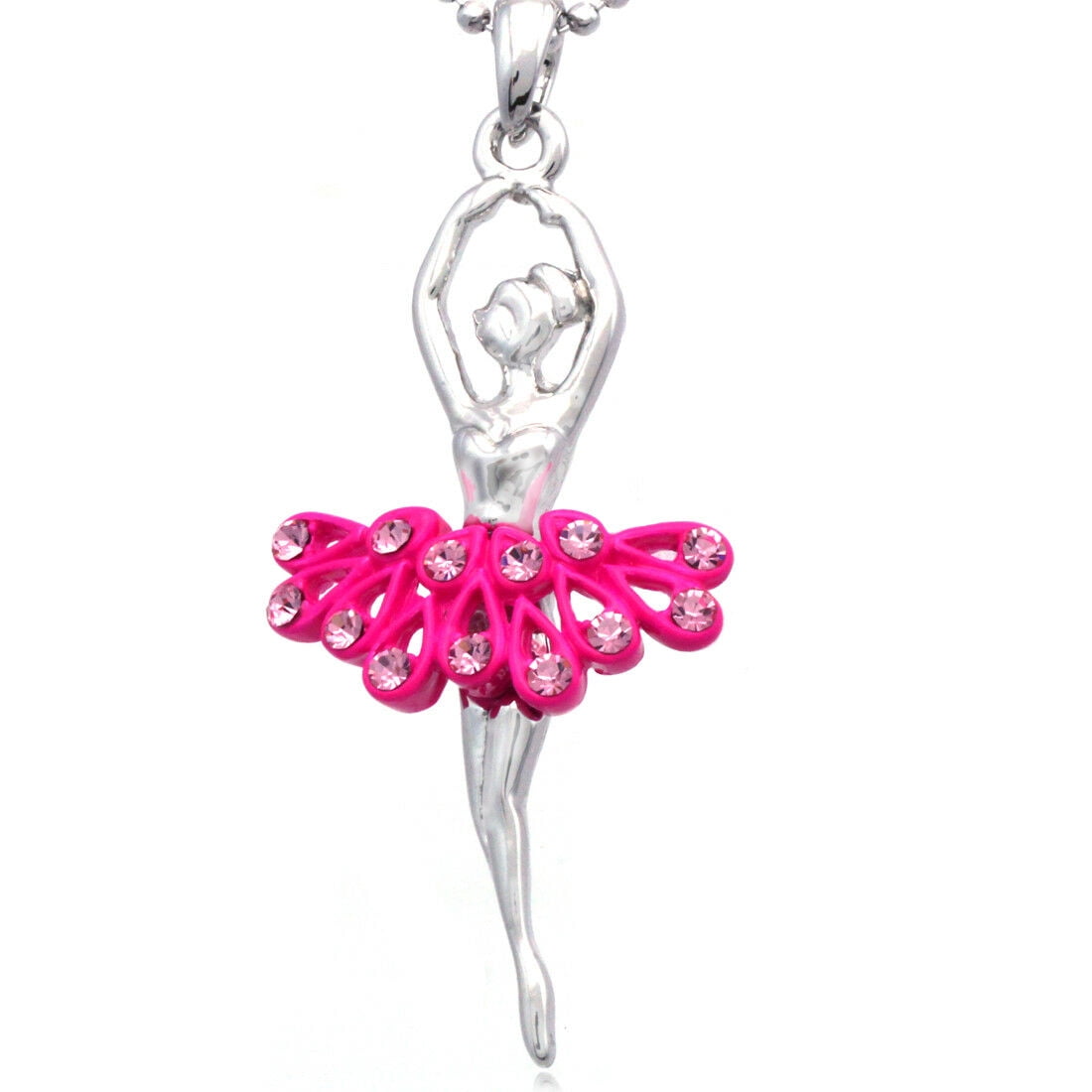 Hot Pink Dress Dancing Ballerina Dancer Ballet Dance Pendant Necklace ...