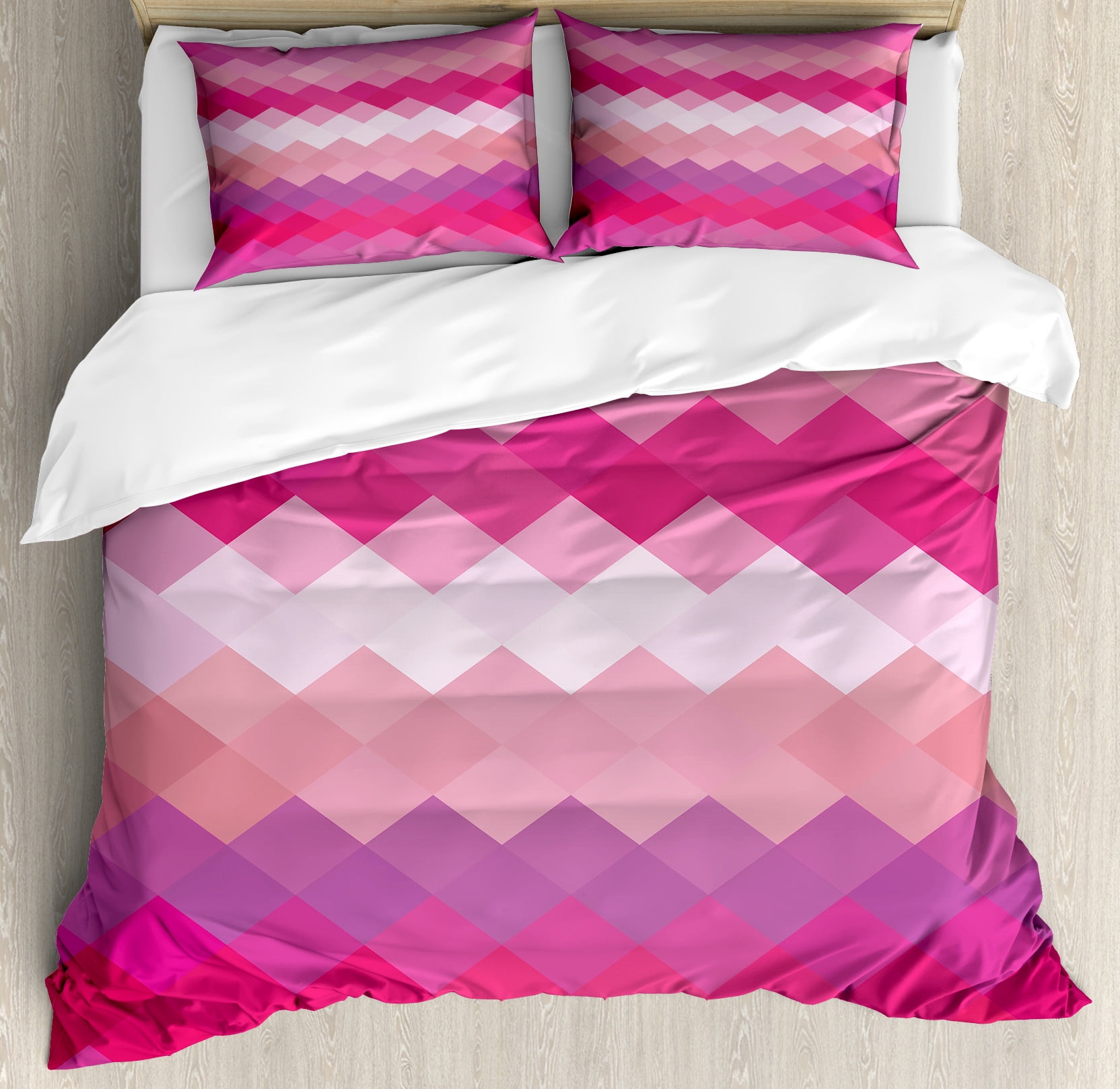 Hot Pink Duvet Cover Set, Classical Simple Modern Design with Vibrant ...