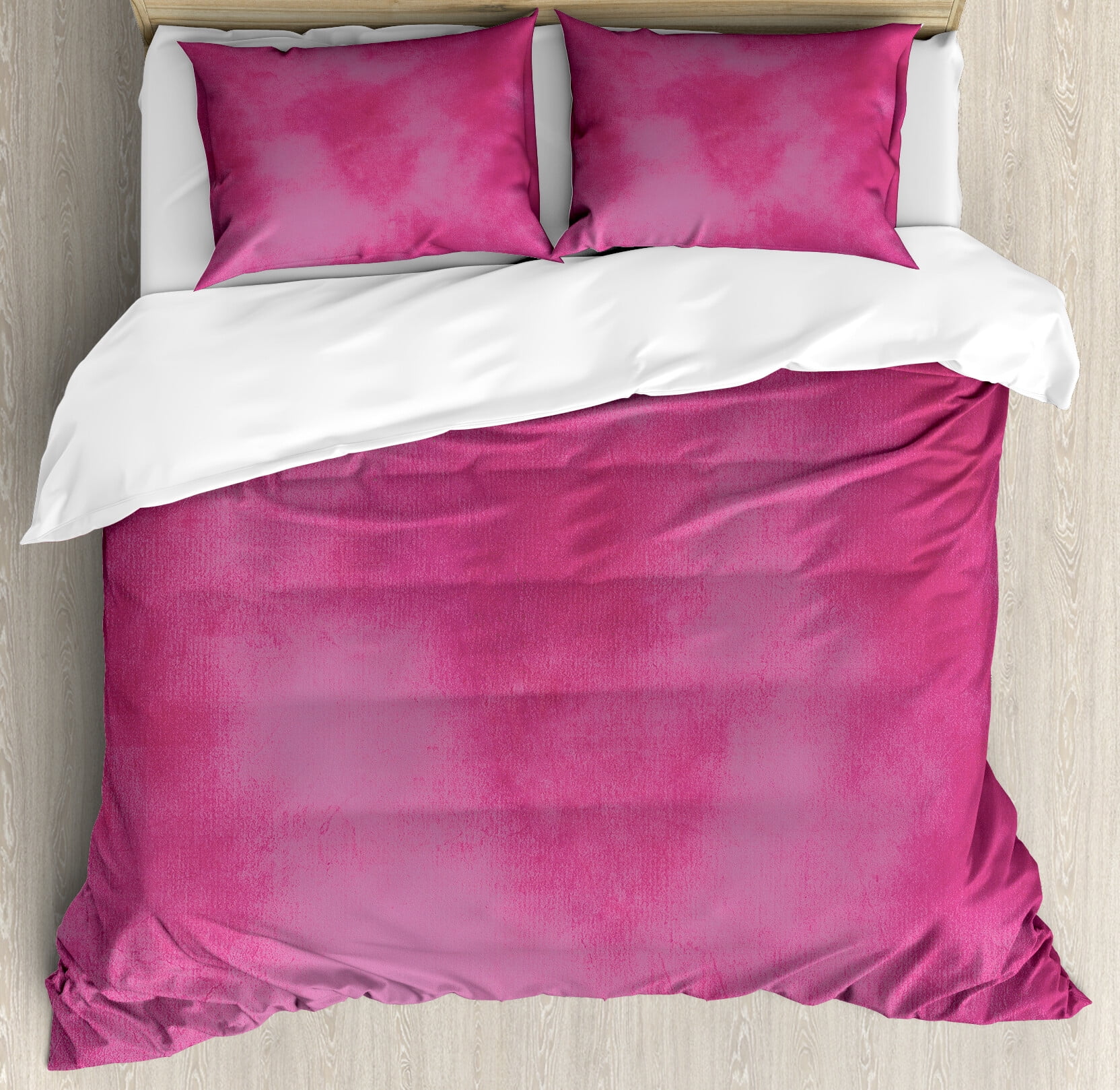 Hot Pink Duvet Cover Set, Mottled Abstract Vibrant Colored Texture ...