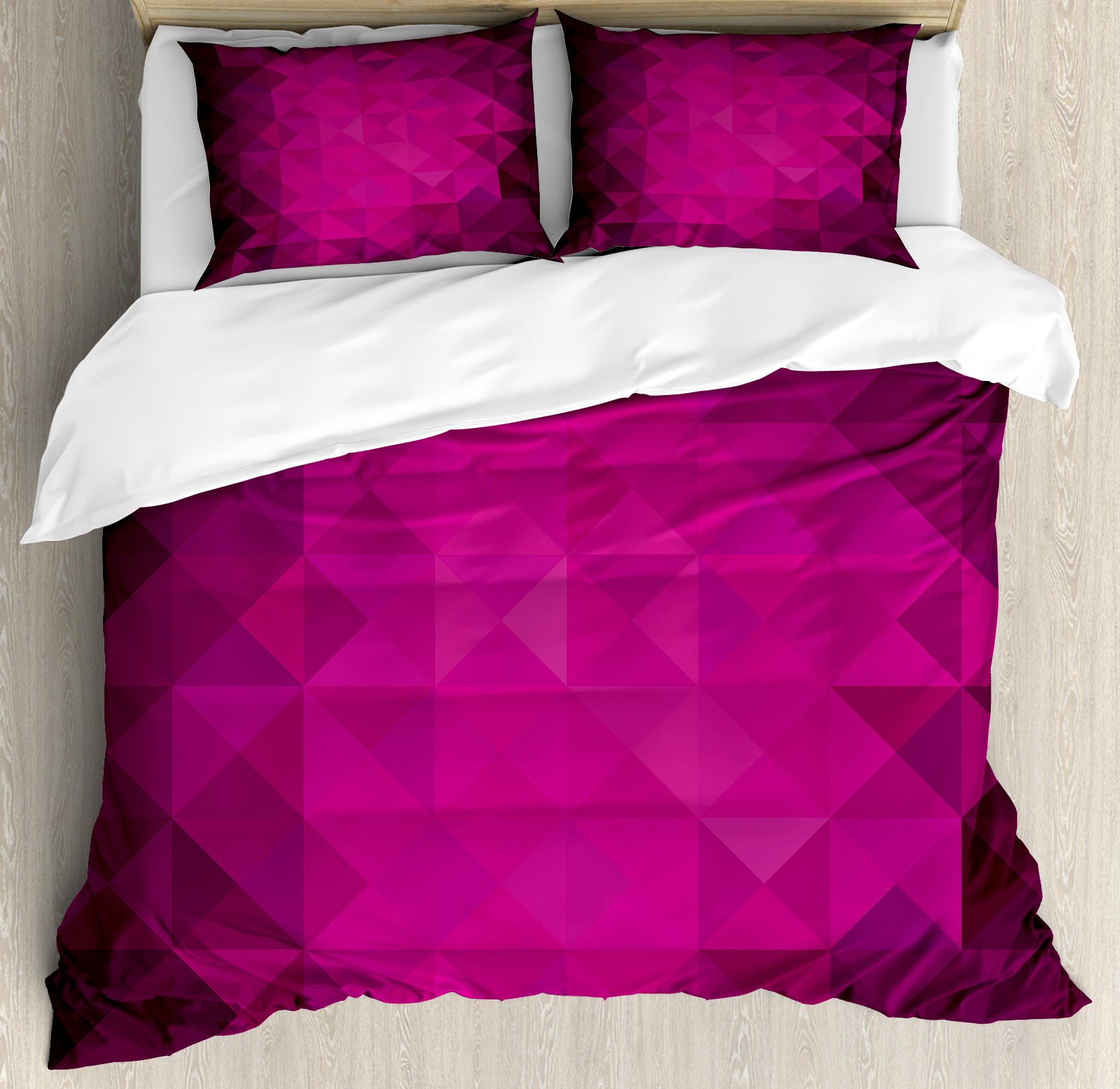 Hot Pink Duvet Cover Set, Vibrant Color Abstract Triangles ...