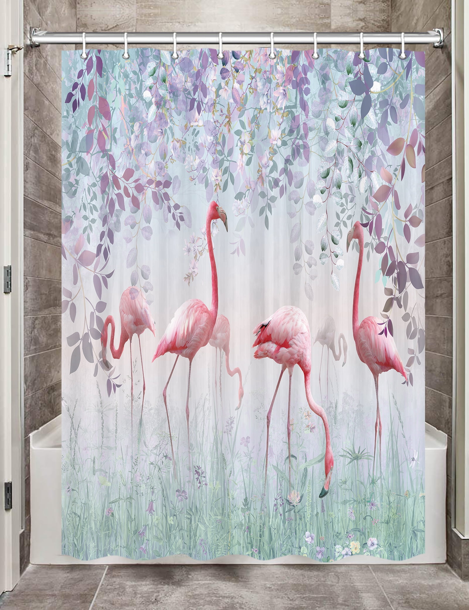 Hot Pink Flamingo Camper RV Shower Curtain for Travel Trailer Bathroom ...