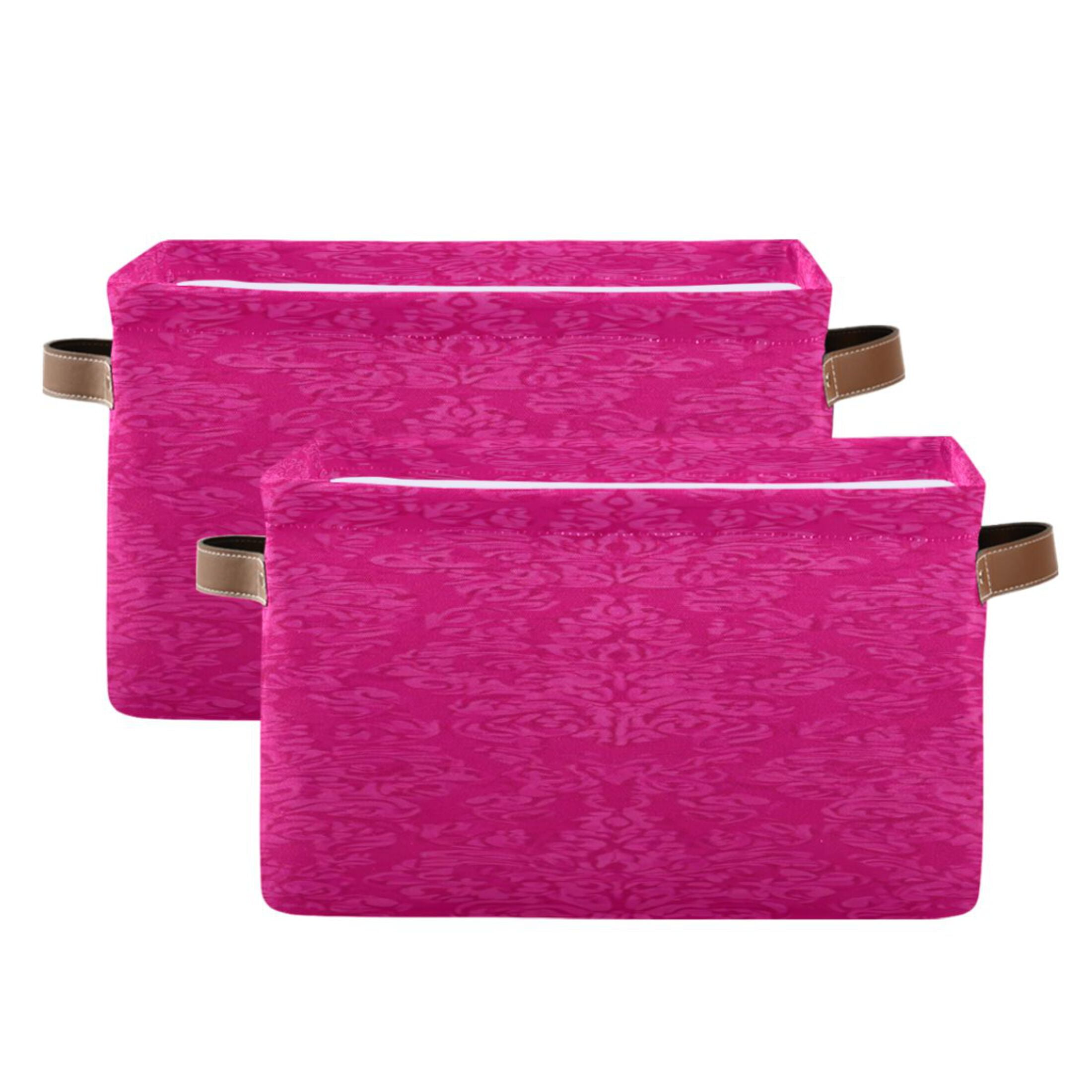 Hot Pink Flower Patterns Square Storage Bins with Handles Collapsible ...