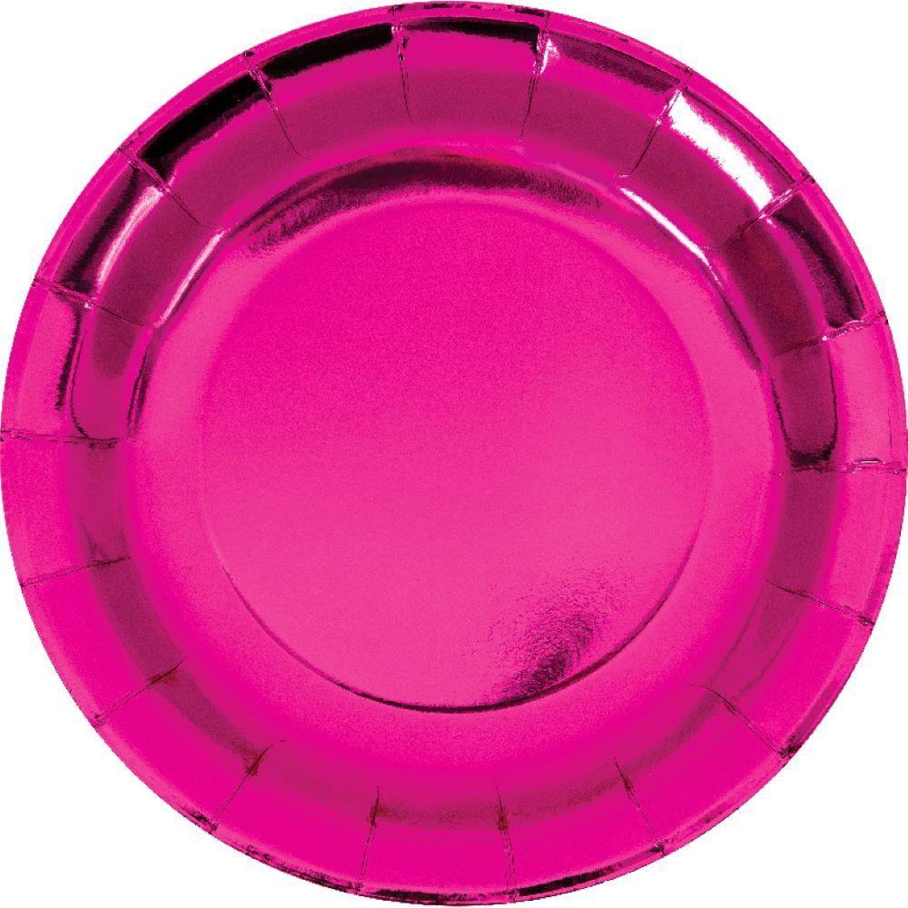Pink Foil Hot Pink Foil Dinner Plates - 24 ct - Parties - Walmart.com