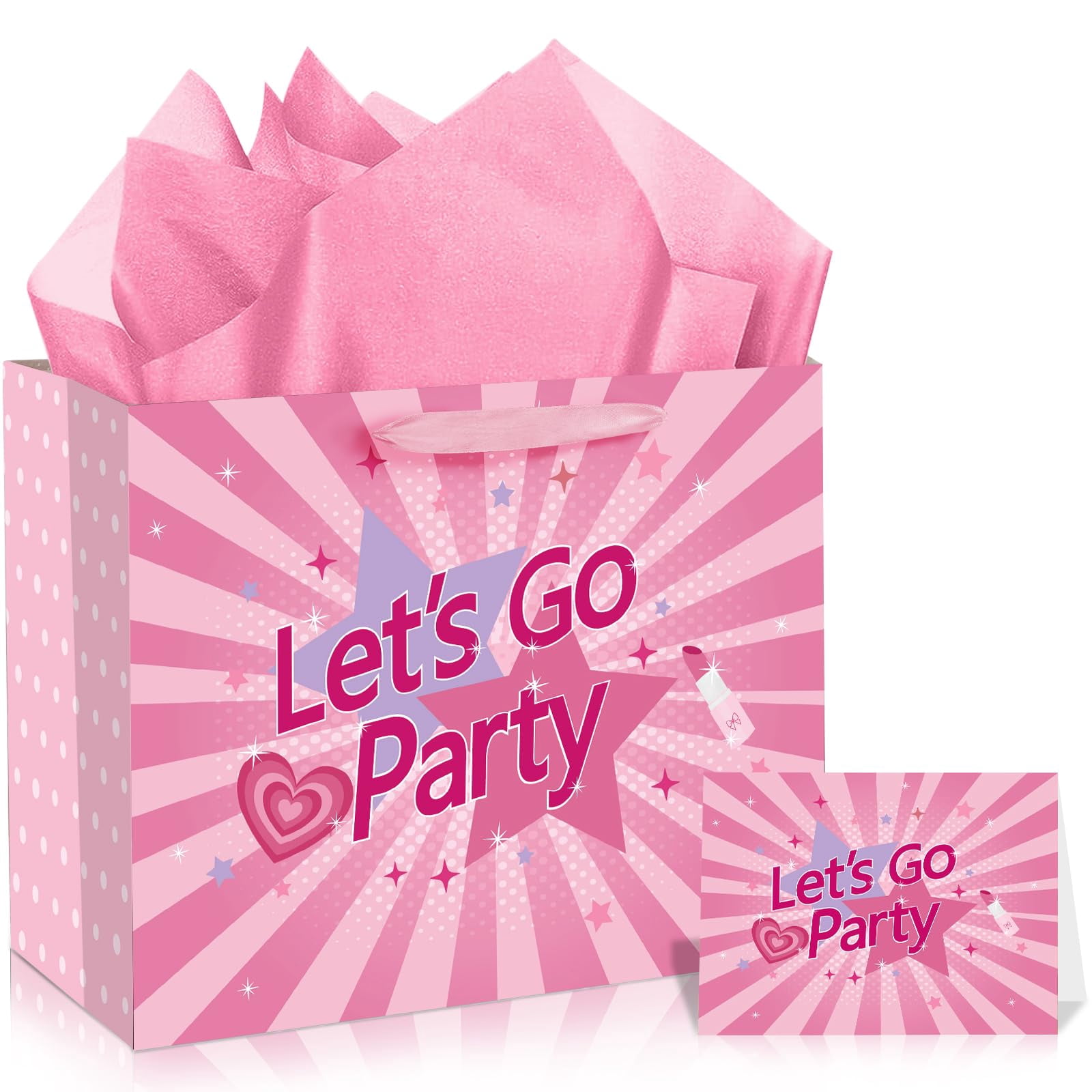 Hot Pink Gift Bag Lets Go Party Supplies Valentines Pink Wrapping Bag ...