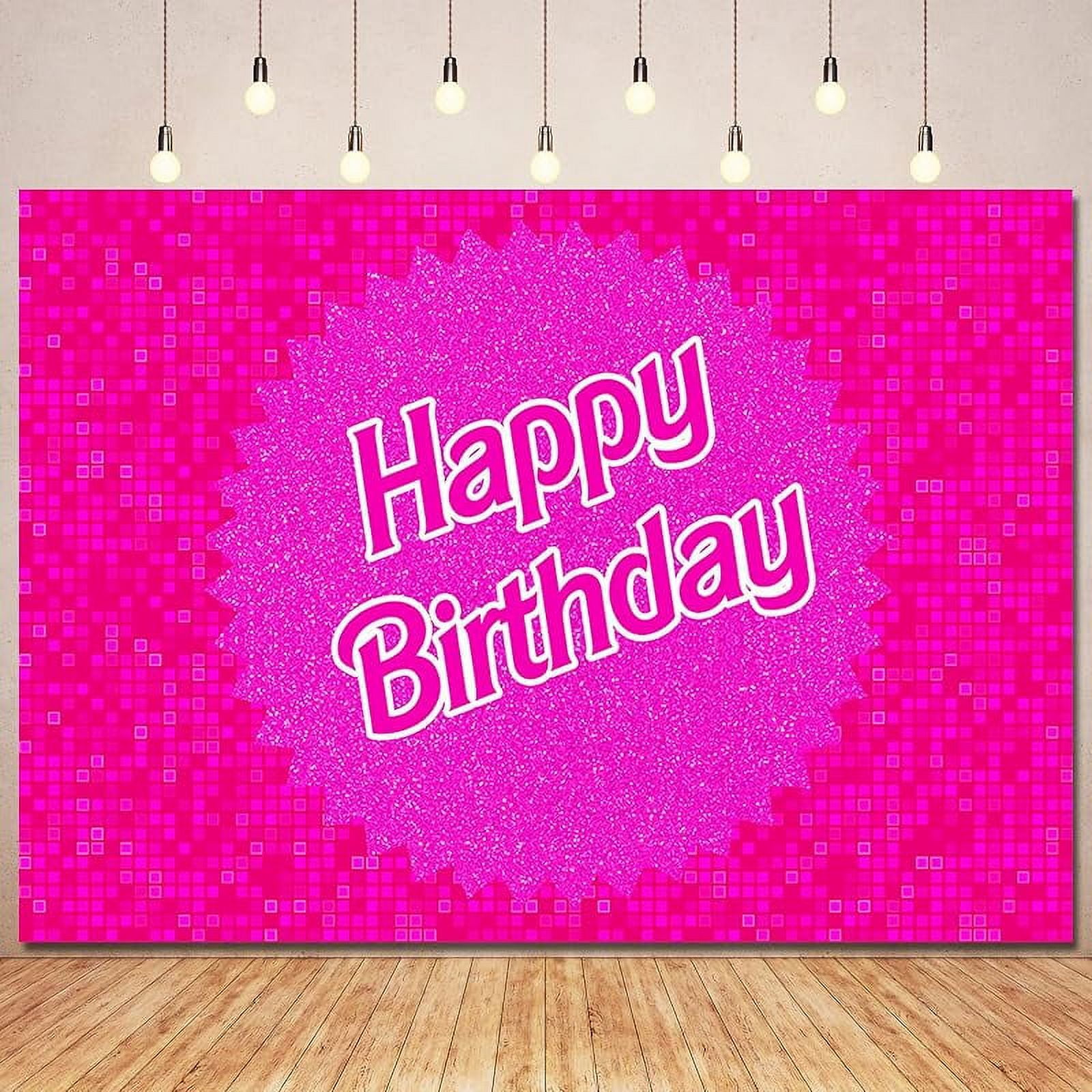 Hot Pink Glitter Birthday Backdrop Girl Birthday Decorations,Pink Happy Birthday Backdrops ...