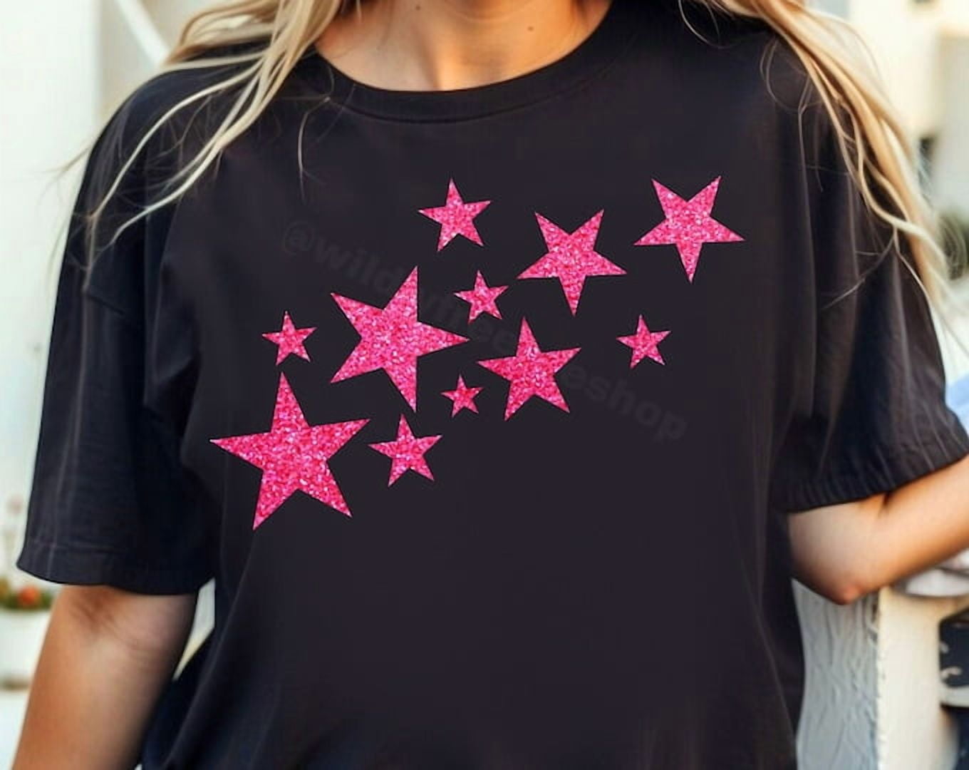 Hot Pink Glitter Stars T-Shirt: Patriotic Fourth of July Tee - Walmart.com