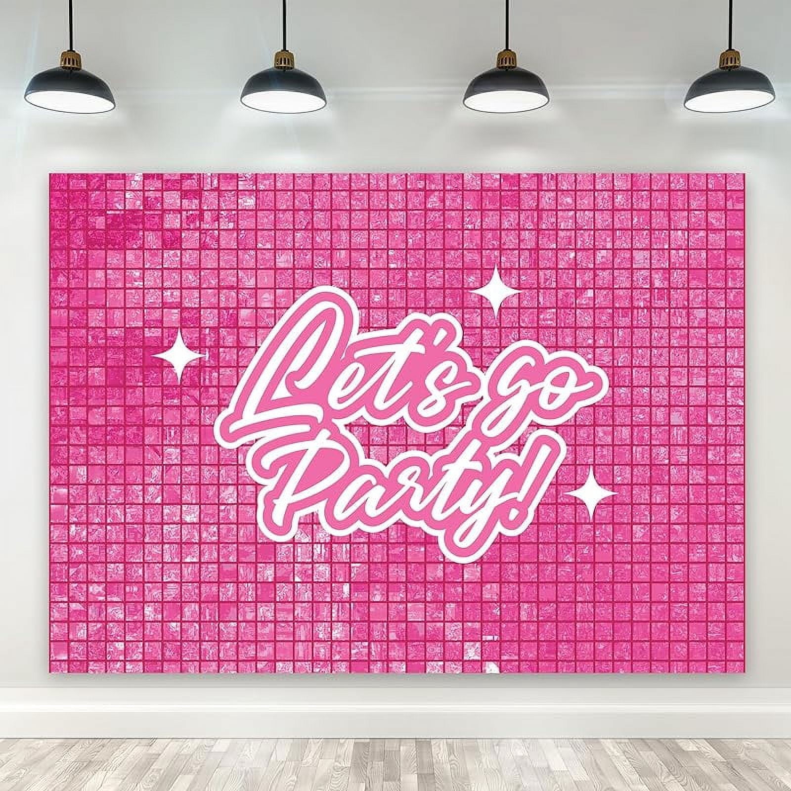 Hot Pink Let's Go Party Backdrop Y2k Groovy Girls Birthday Shinning ...