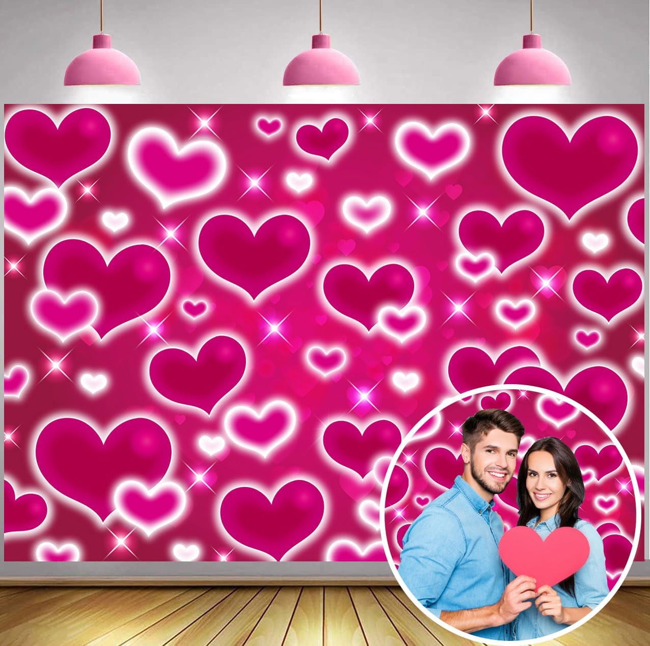Hot Pink Heart Photo Beautiful Backdrop Decorations Sweetheart ...
