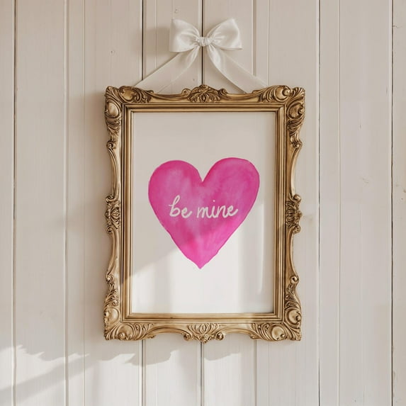 Hot Pink Heart Valentine Wall Art, Unframed Canvas Size 12x18 - Walmart.com