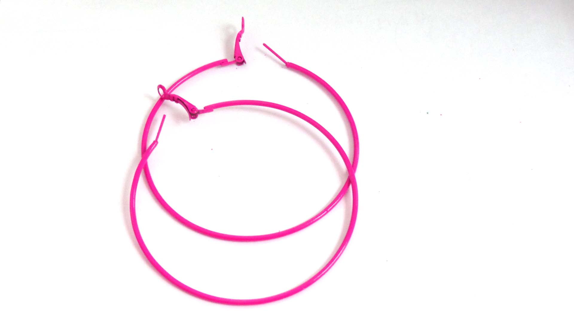 Hot Pink Hoop Earrings 2.75 inch Simple Thin Hoops - Walmart.com