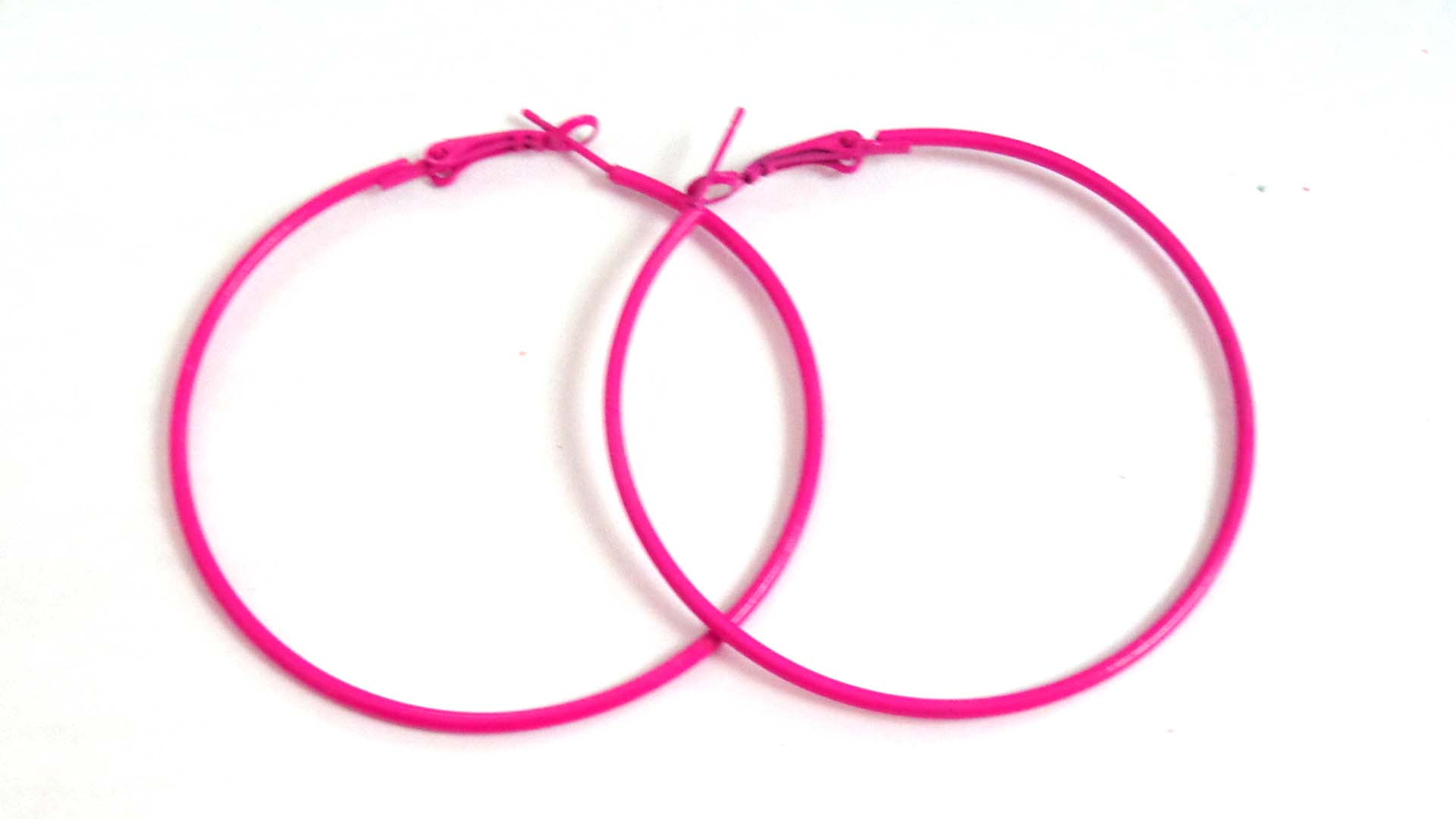 Hot Pink Hoop Earrings Large 3 inch Simple Thin Hoops - Walmart.com