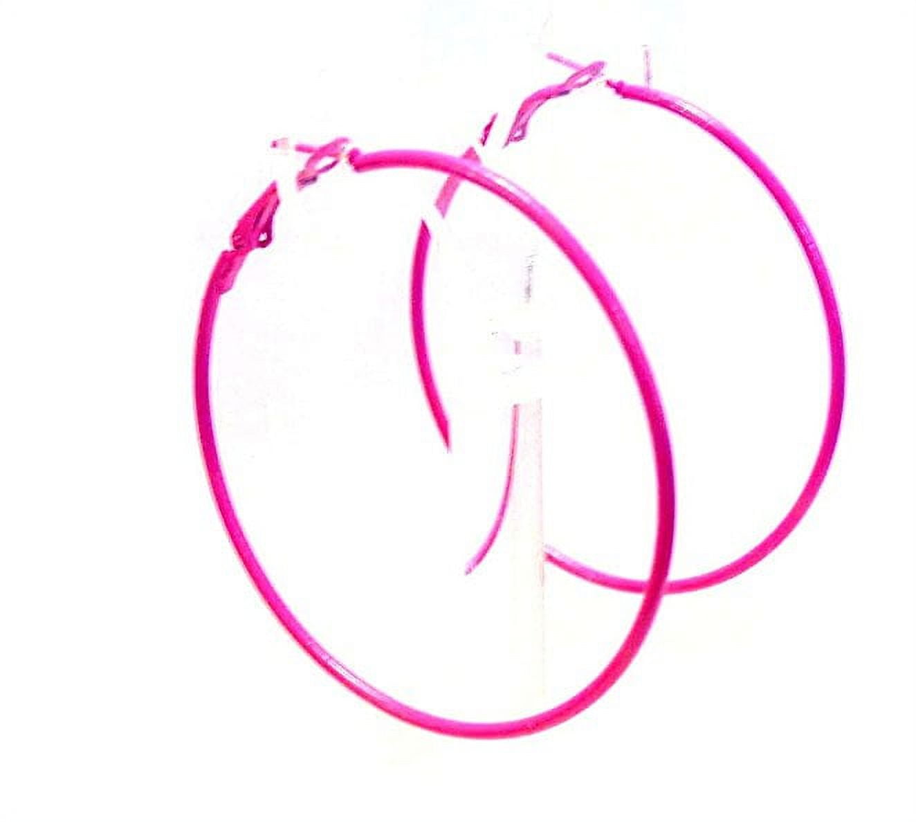 Hot Pink Hoop Earrings Skinny Thin Hoop Earrings 2.25 inch Hoops ...