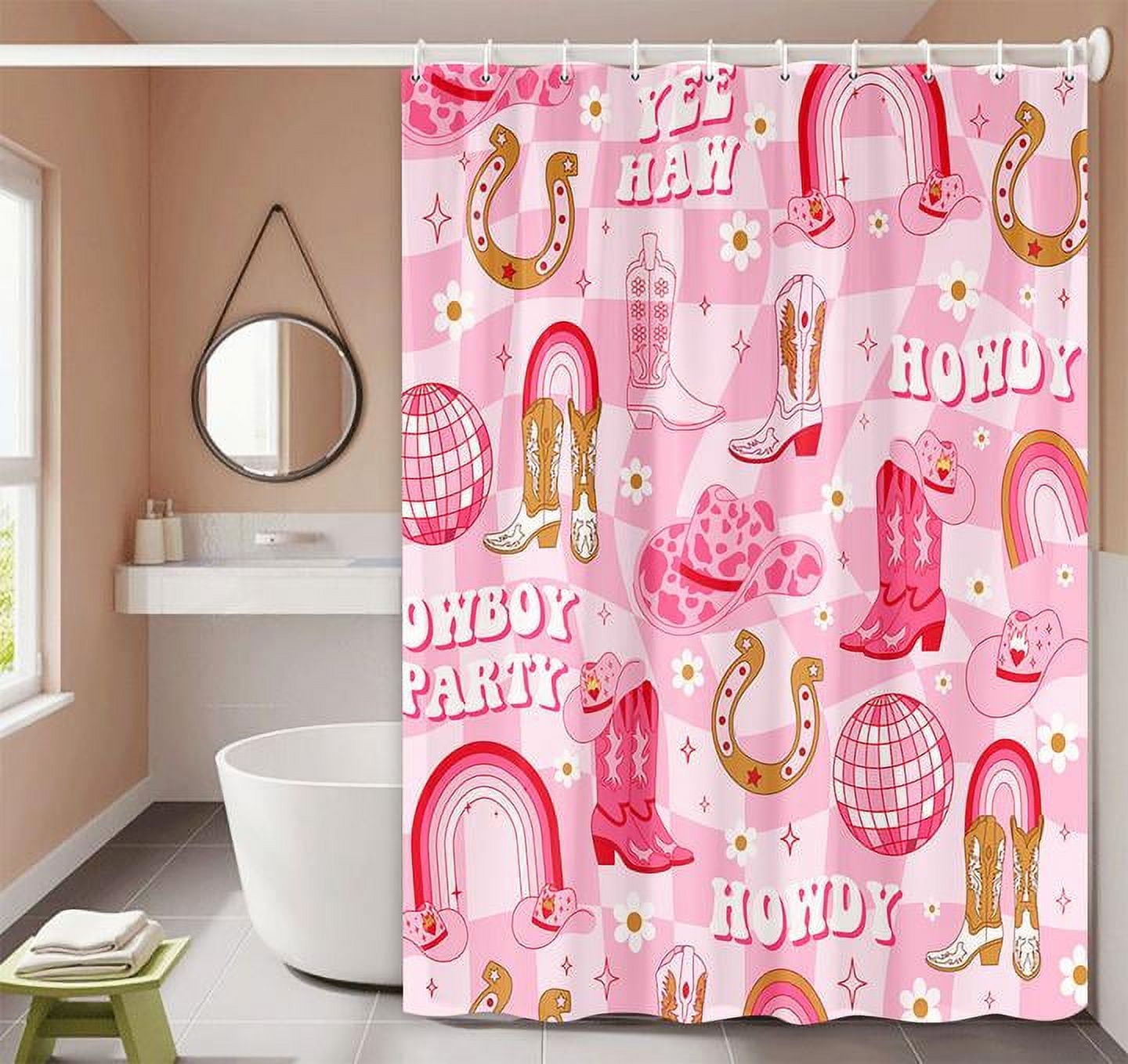 Hot Pink Howdy Shower Curtain,Western Cowgirl Shower Curtain for ...