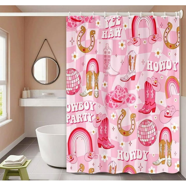 Hot Pink Howdy Shower Curtain,Western Cowgirl Shower Curtain for ...