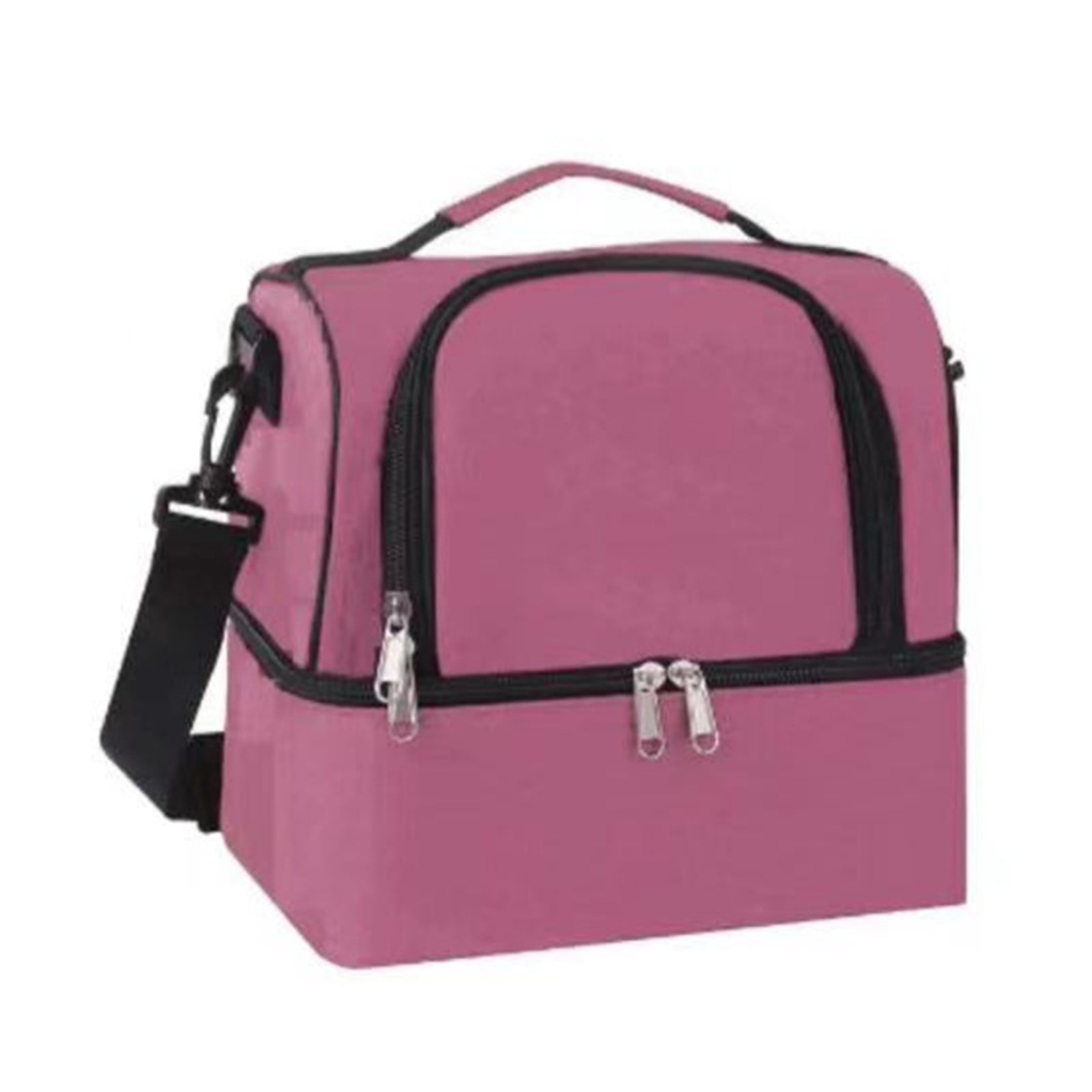 Hot Pink Insulated Lunch Bag Waterproof Double Layer For Bento Box Milk ...