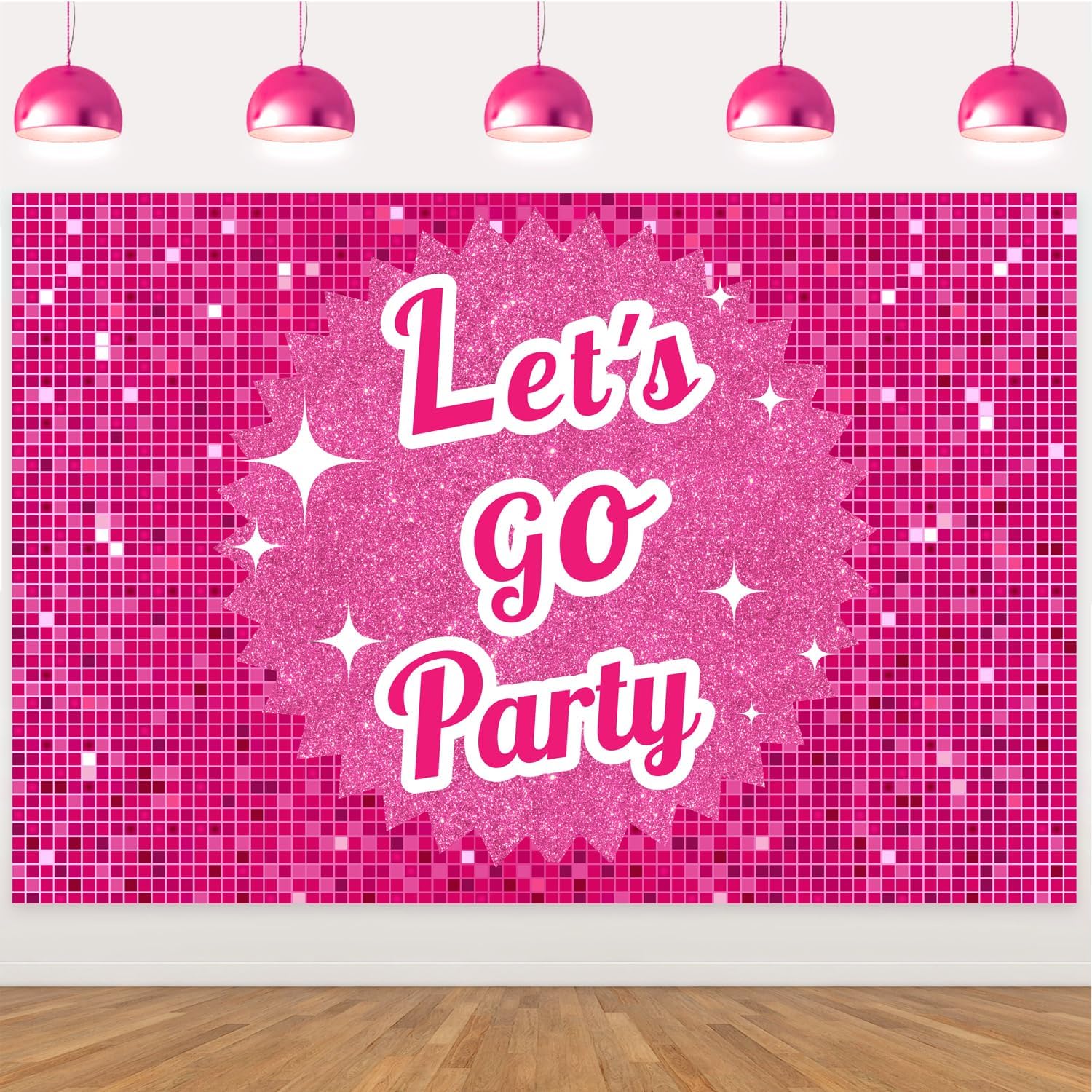 Hot Pink Let's Go Party Backdrop Movie Theme Party Decorations Banner ...