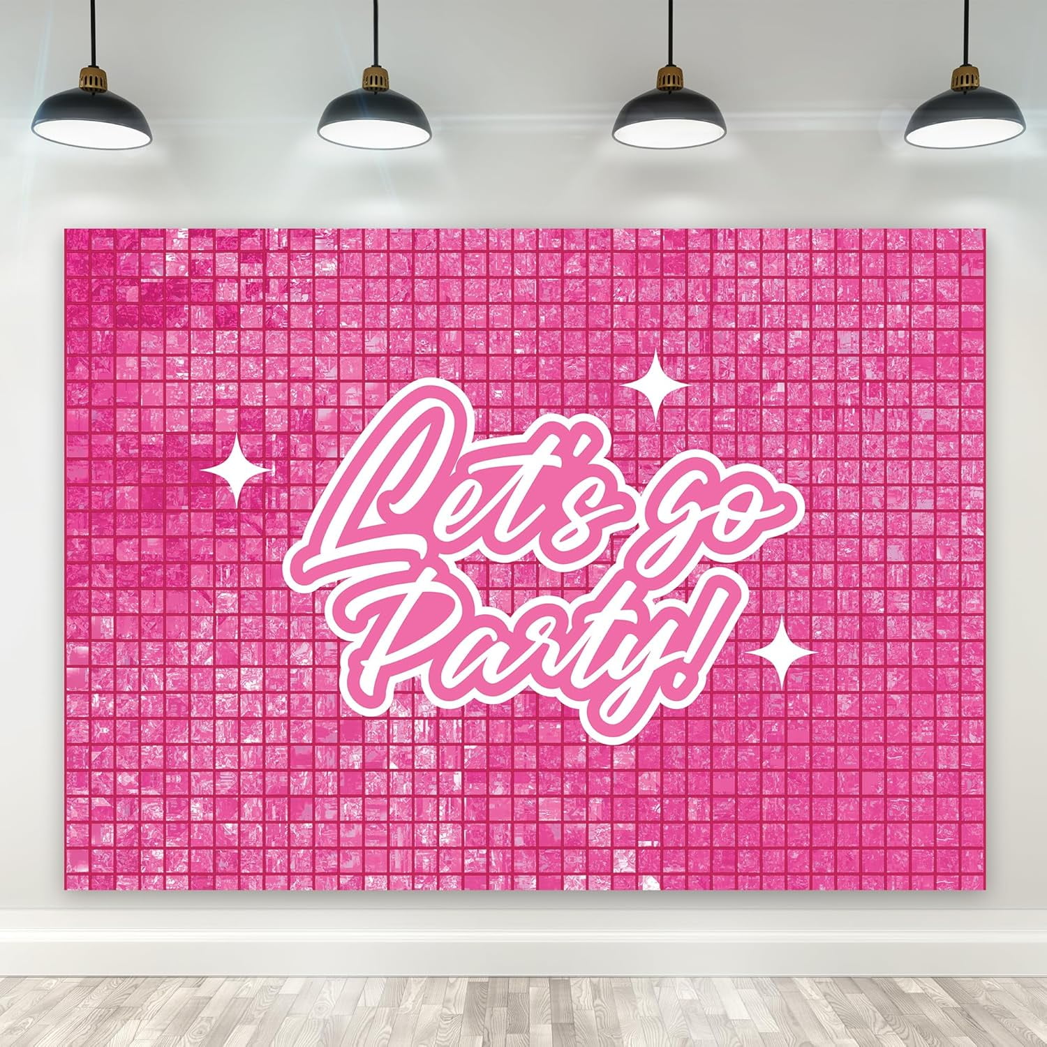 Hot Pink Let's Go Party Backdrop Y2k Groovy Girls Birthday Modern Feet ...
