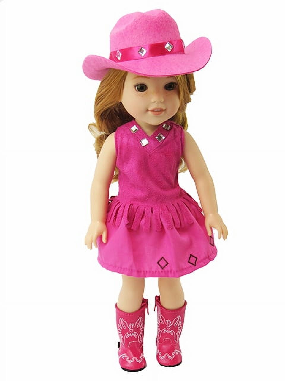 American Fashion World Hot Pink Cowgirl Outfit with Hat, Boots, and ...