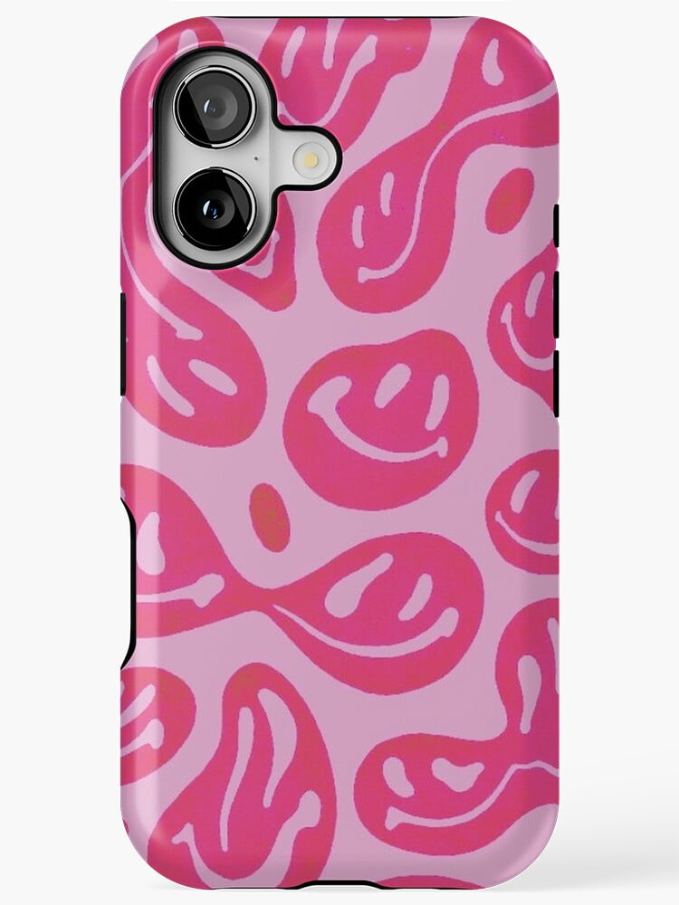 Hot Pink Melted Smiley Face Psychedelic Pattern Phone Case for iPhone ...