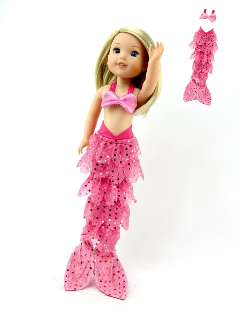 Hot Pink Mermaid Halloween Costume For 14 Inch Dolls - Walmart.com