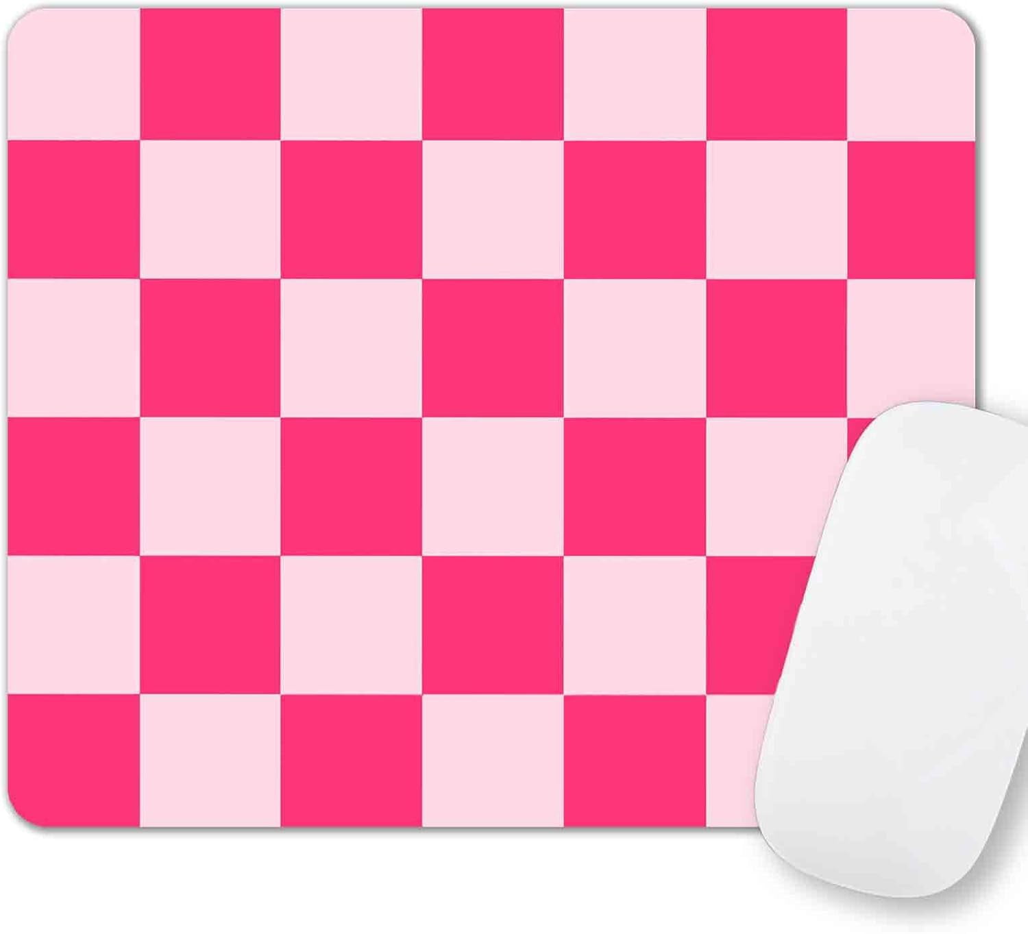 Hot Pink Mouse Pad, Aesthetic Checkered Mousepad, Cool Square Computer ...