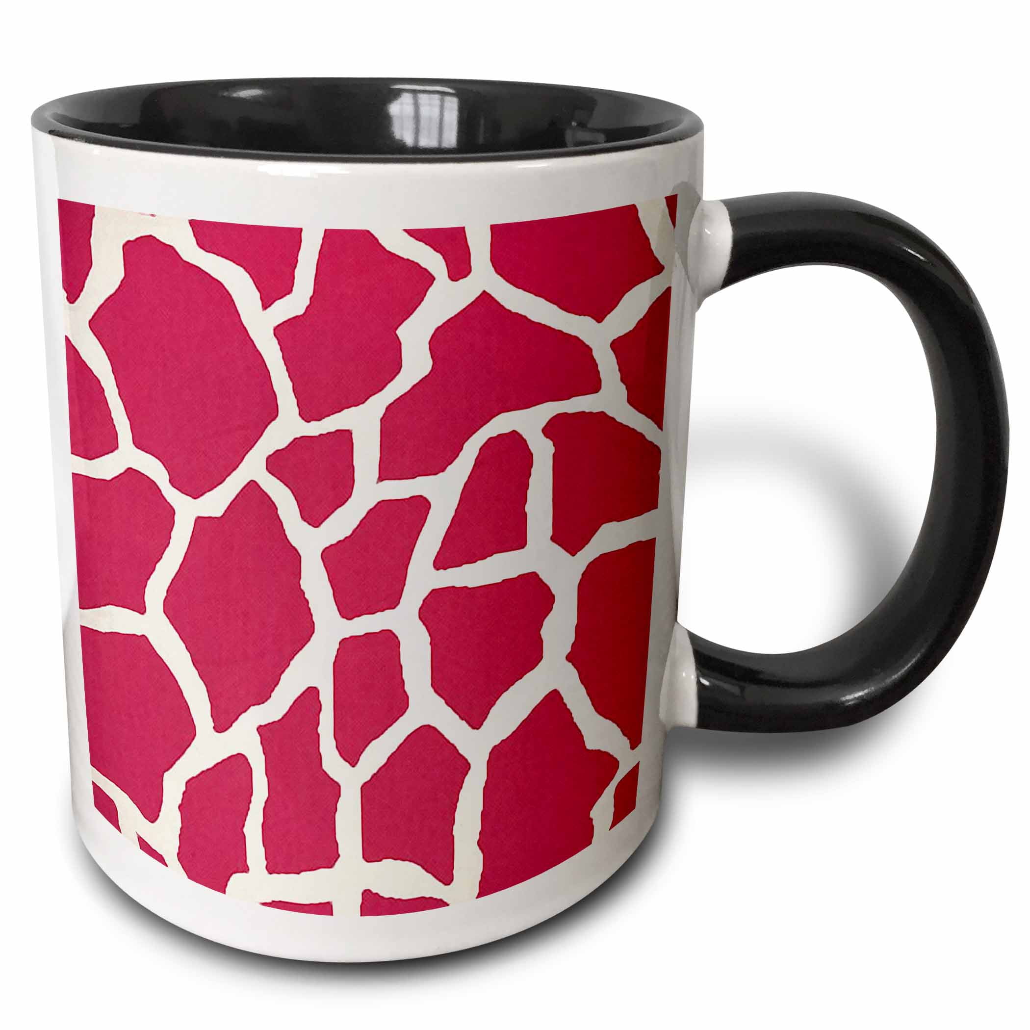 3drose, Hot Pink N White Giraffe, 15oz Two-tone Black Mug - Walmart.com