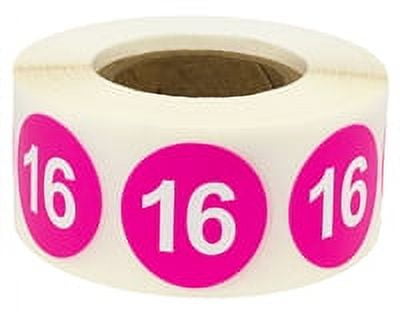 Hot Pink Number 16 Stickers 0.75 Inch 500 Labels On A Roll - Walmart.com